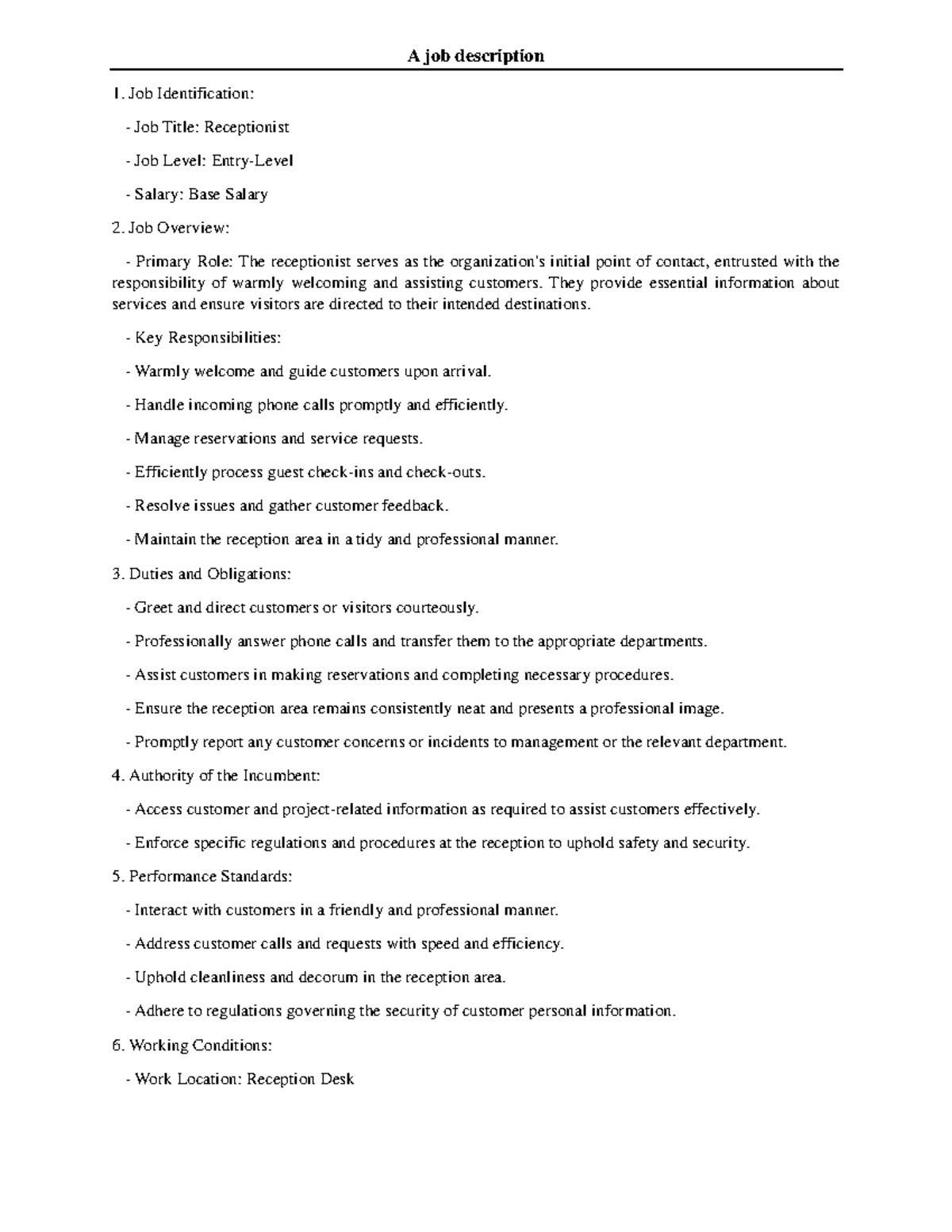 A job description - thuyết trìnhh - A job description Job ...