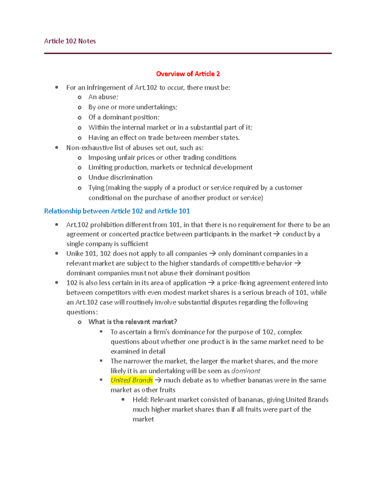 Article 102 Practice Note - Article 102 Notes Overview of Article 2 For ...