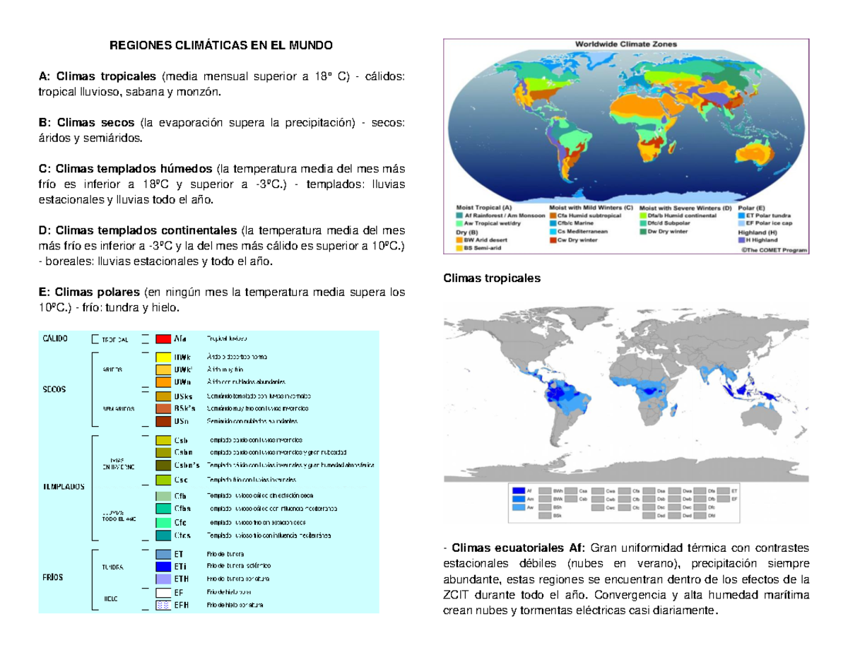 Regiones Climáticas EN EL Mundo - REGIONES CLIMÁTICAS EN EL MUNDO A ...