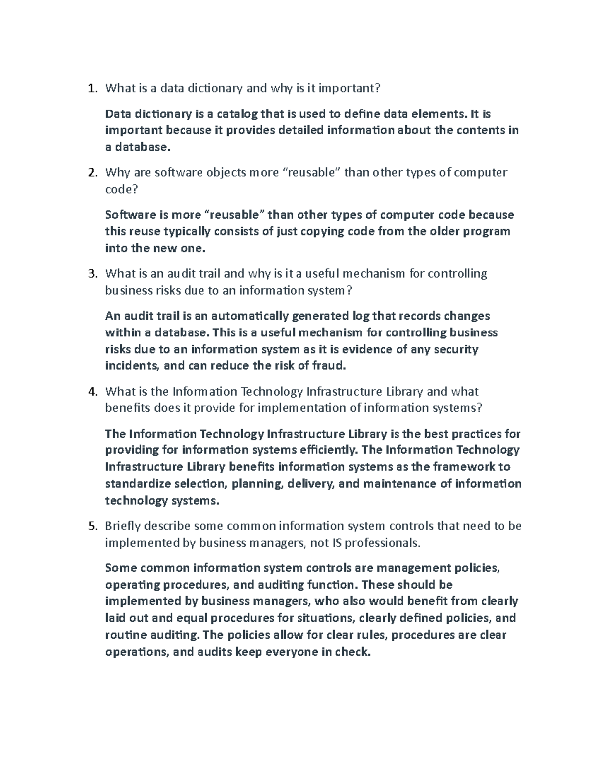 Assignment - Chapter 8 - What is a data dictionary and why is it ...