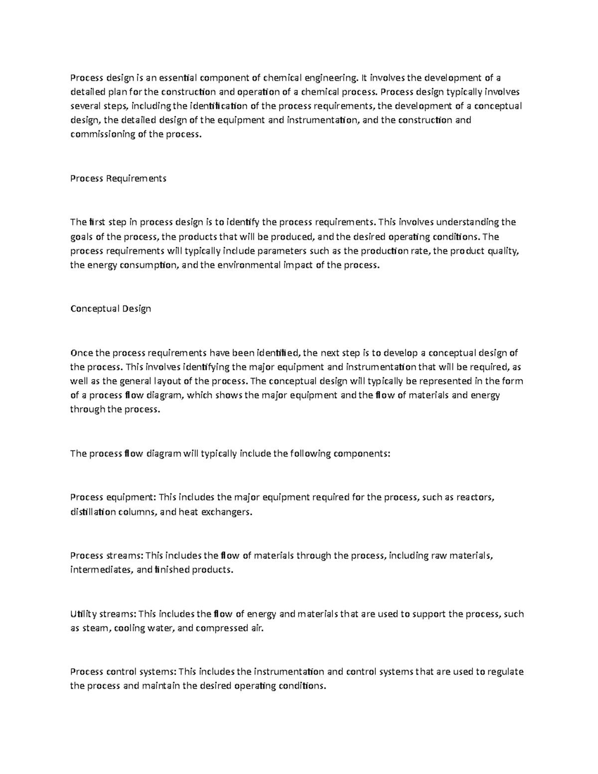 Process design is an essential component of chemical engineering - It ...