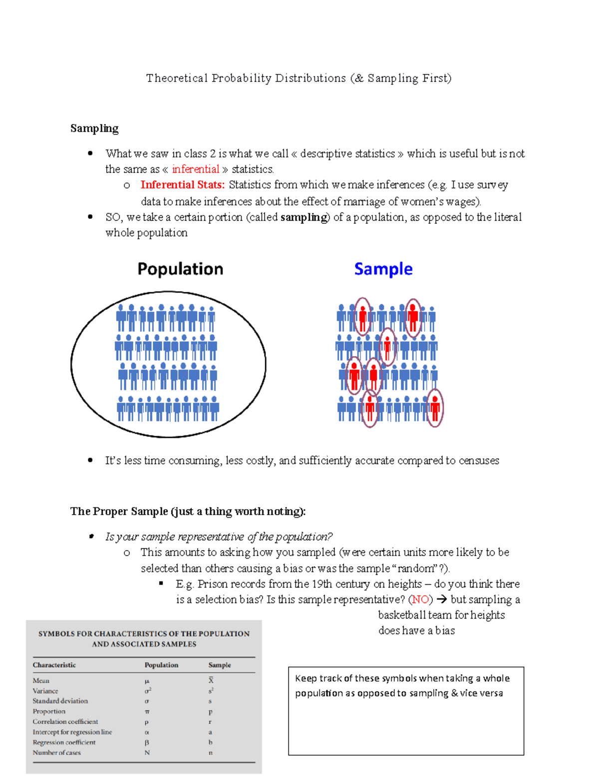 Note 3 (ch. 5) - Theoretical Probability Distributions (& sampling ...