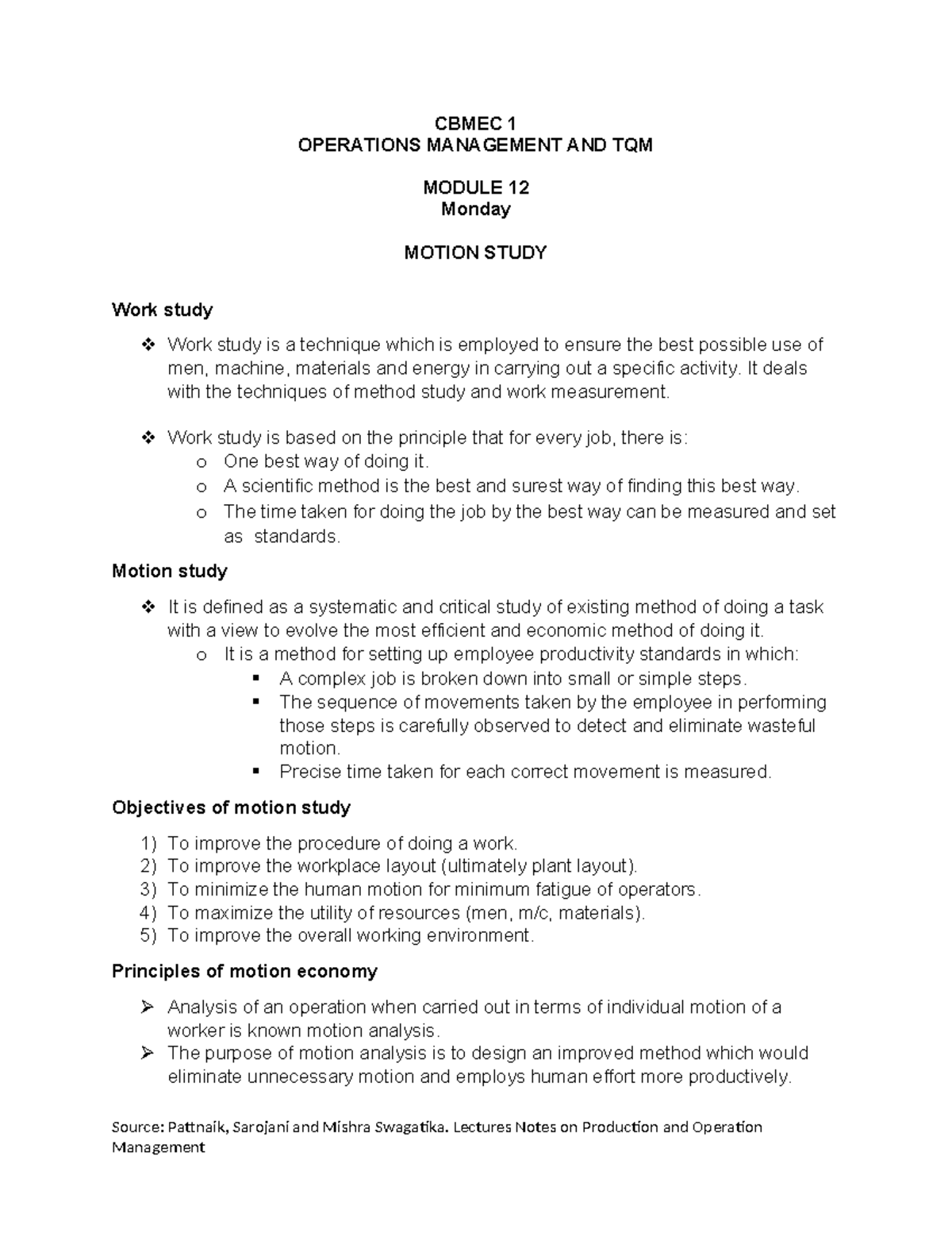 Cbmec 1 M12 MON - Summary Agriculture - CBMEC 1 OPERATIONS MANAGEMENT AND TQM MODULE 12 Monday ...