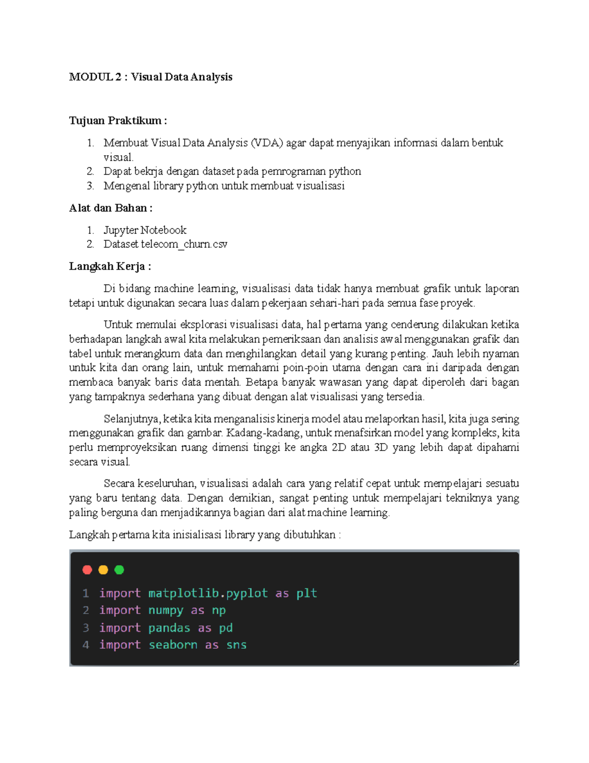 Modul 2 Visual Data Analysis - MODUL 2 : Visual Data Analysis Tujuan ...