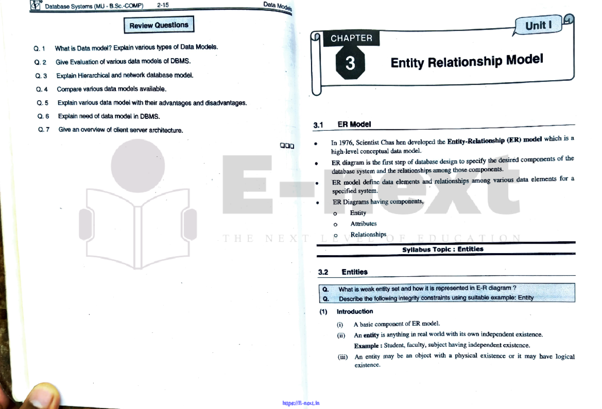 Bsc Cs Dbms Notes 2 Entity Relationship Model Bsc Computer Science 9498