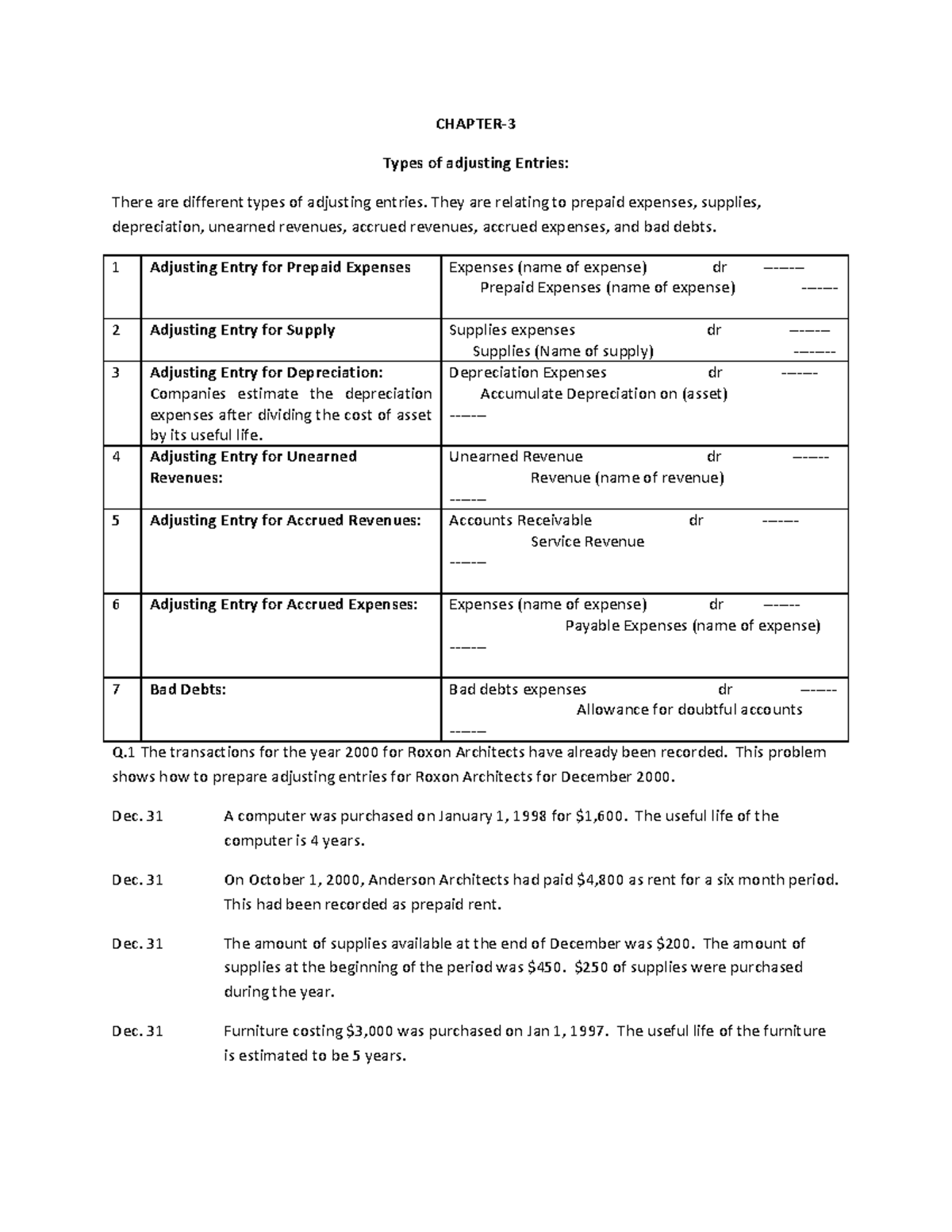Ch-3(Practical problems with solution(Adjusting entries ...