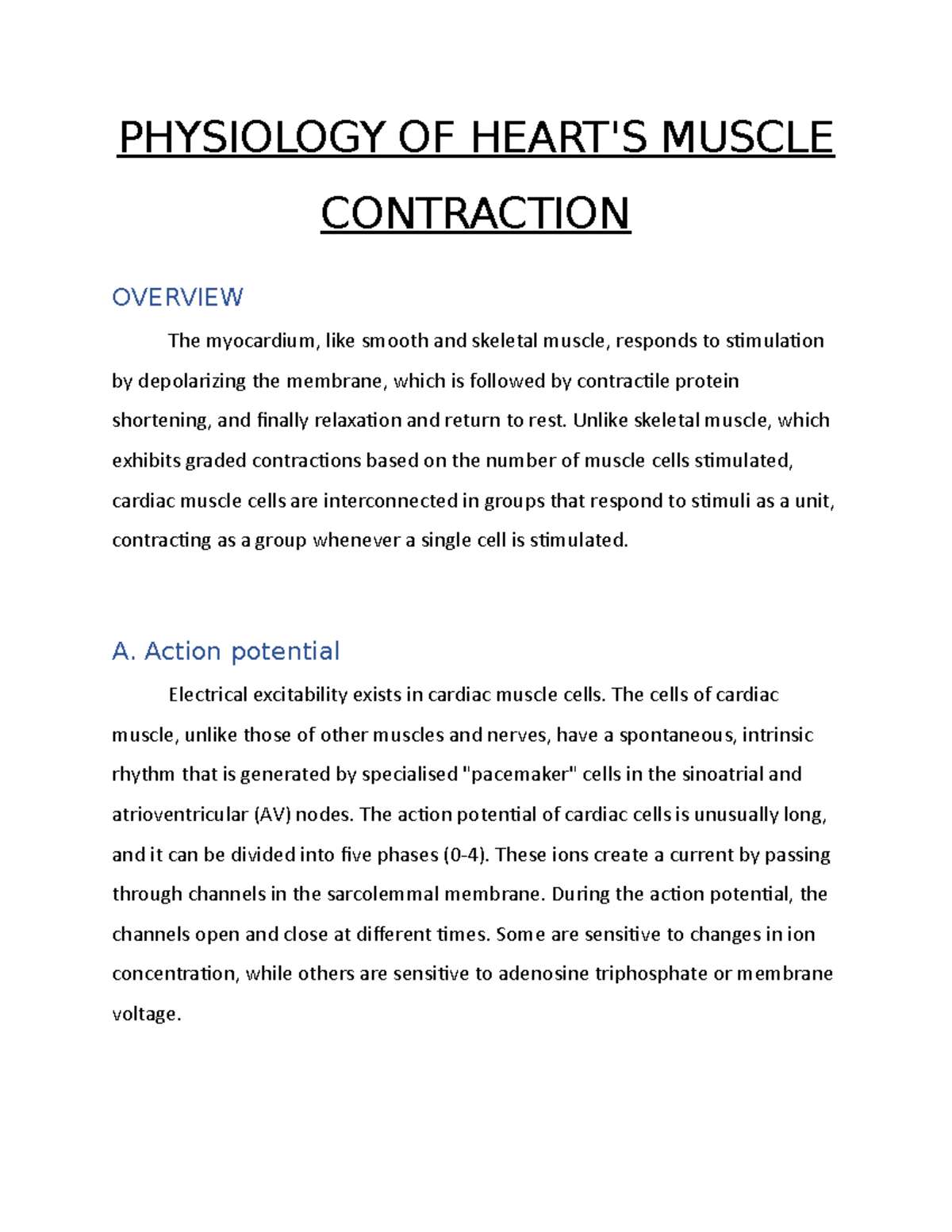 Physiology OF Heart'S Muscle Contraction - PHYSIOLOGY OF HEART'S MUSCLE ...