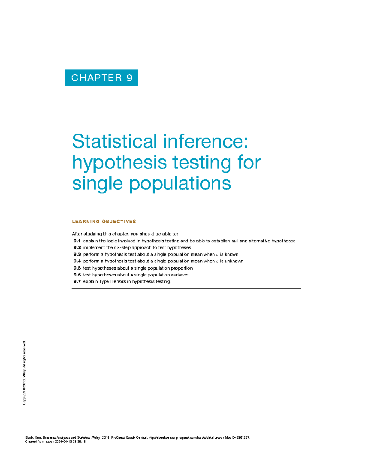 Business Analytics and Statistics - (9 Statistical inference hypothesis ...