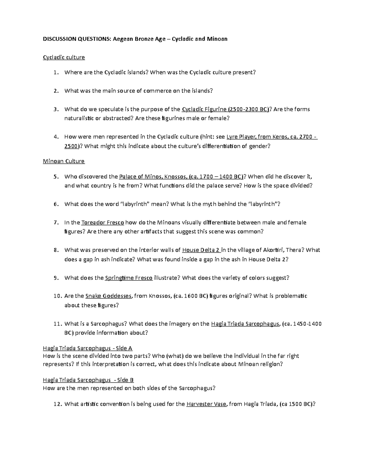 Module 4 Aegean Bronze Age Cycladic Minoan Questions - DISCUSSION ...
