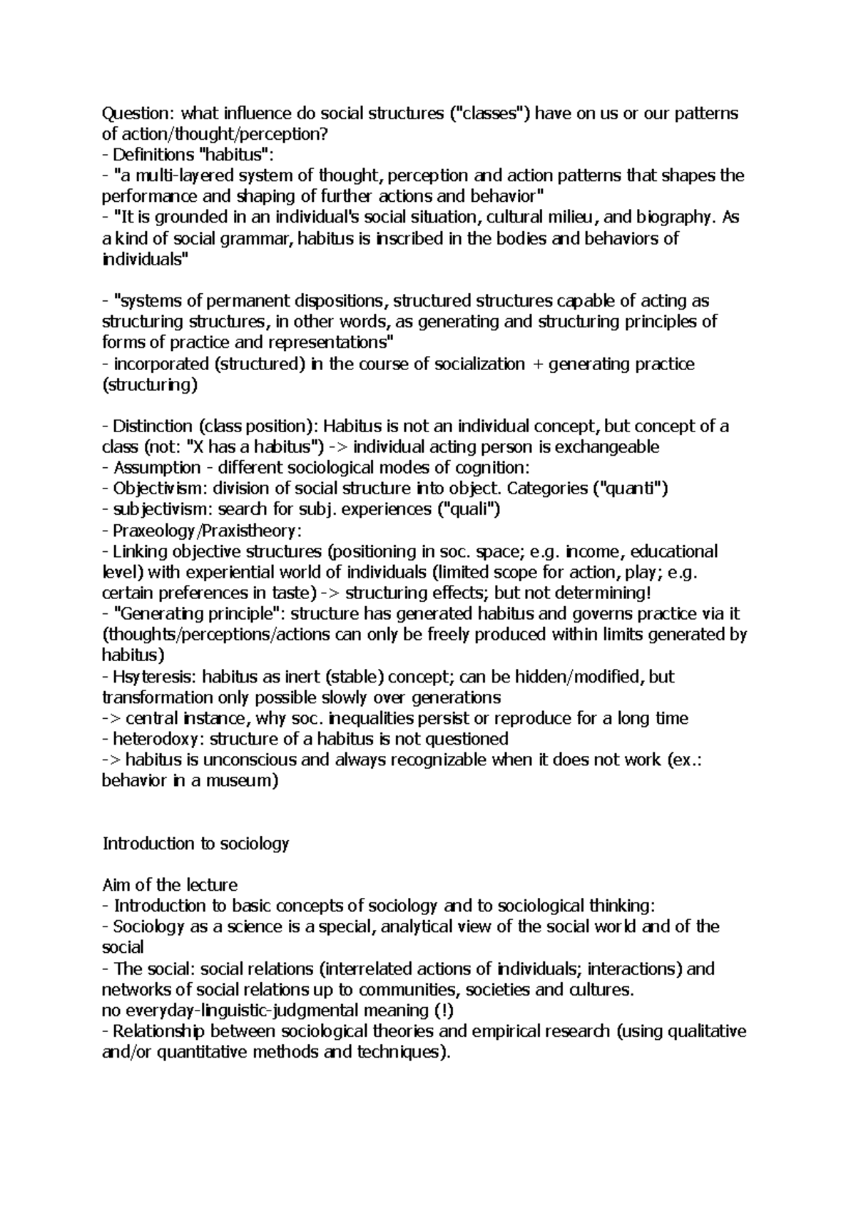 Question - Sociology Notes - Question: what influence do social ...