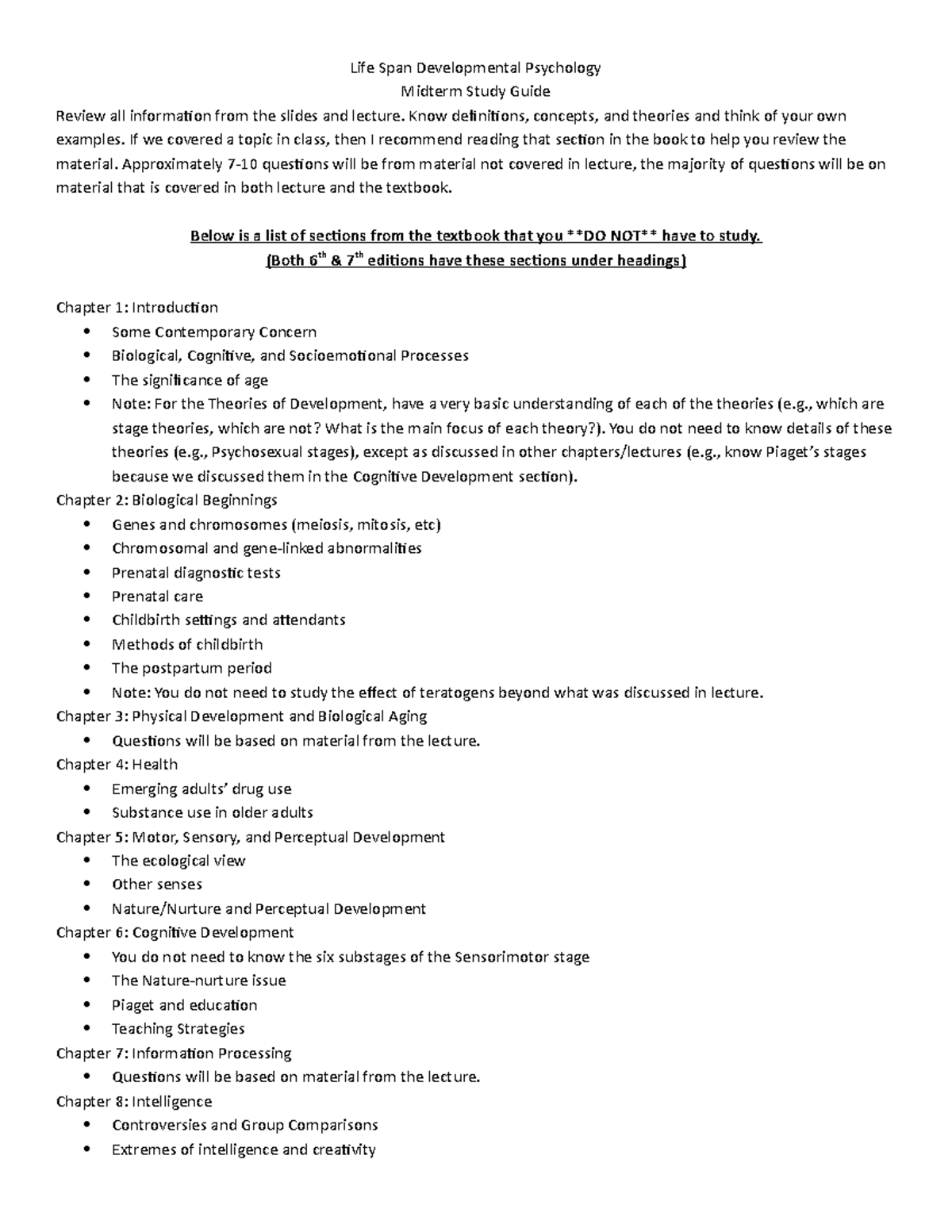 Life+Span+Midterm+Study+Guide - Life Span Developmental Psychology ...