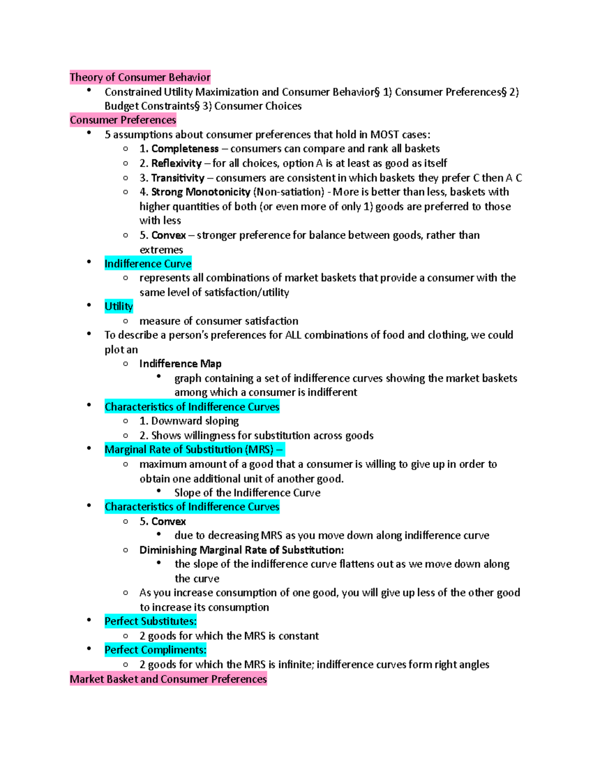Chapter 3 - Professor Trudeau - Theory of Consumer Behavior Constrained ...