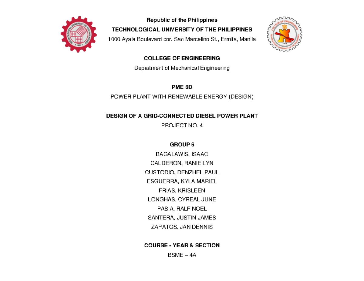 Group 6- Project 4- Report - Republic of the Philippines TECHNOLOGICAL UNIVERSITY OF THE ...