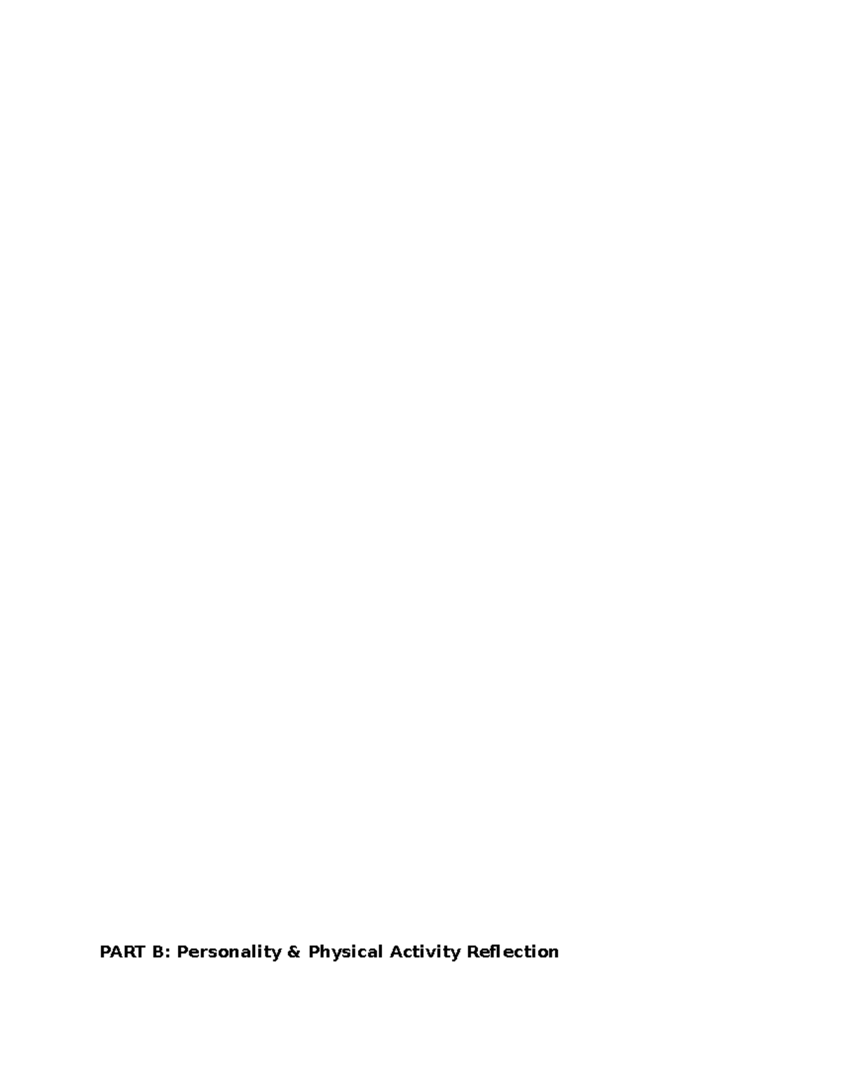 Personality and Physical Activity Reflection - It is useful to ...