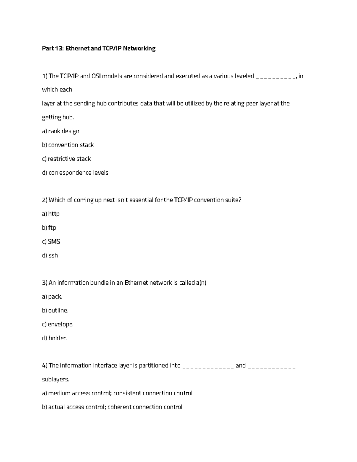 Part 13 Ethernet and TCP IP Networking Assignment 13 Samples - INFO 6560 - Dal - Studocu