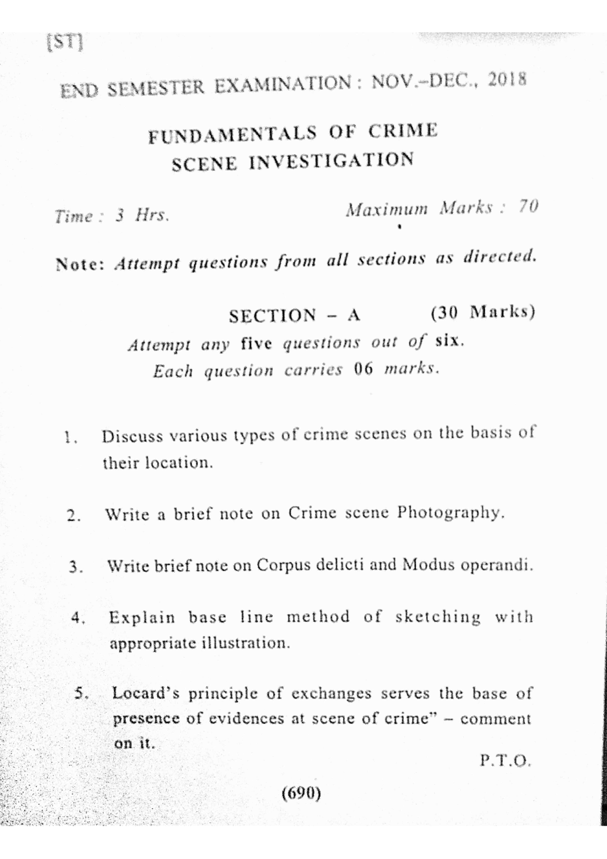 FUNDAMENTALS OF CRIME SCENE INVESTIGATION - Forensic Science - Studocu