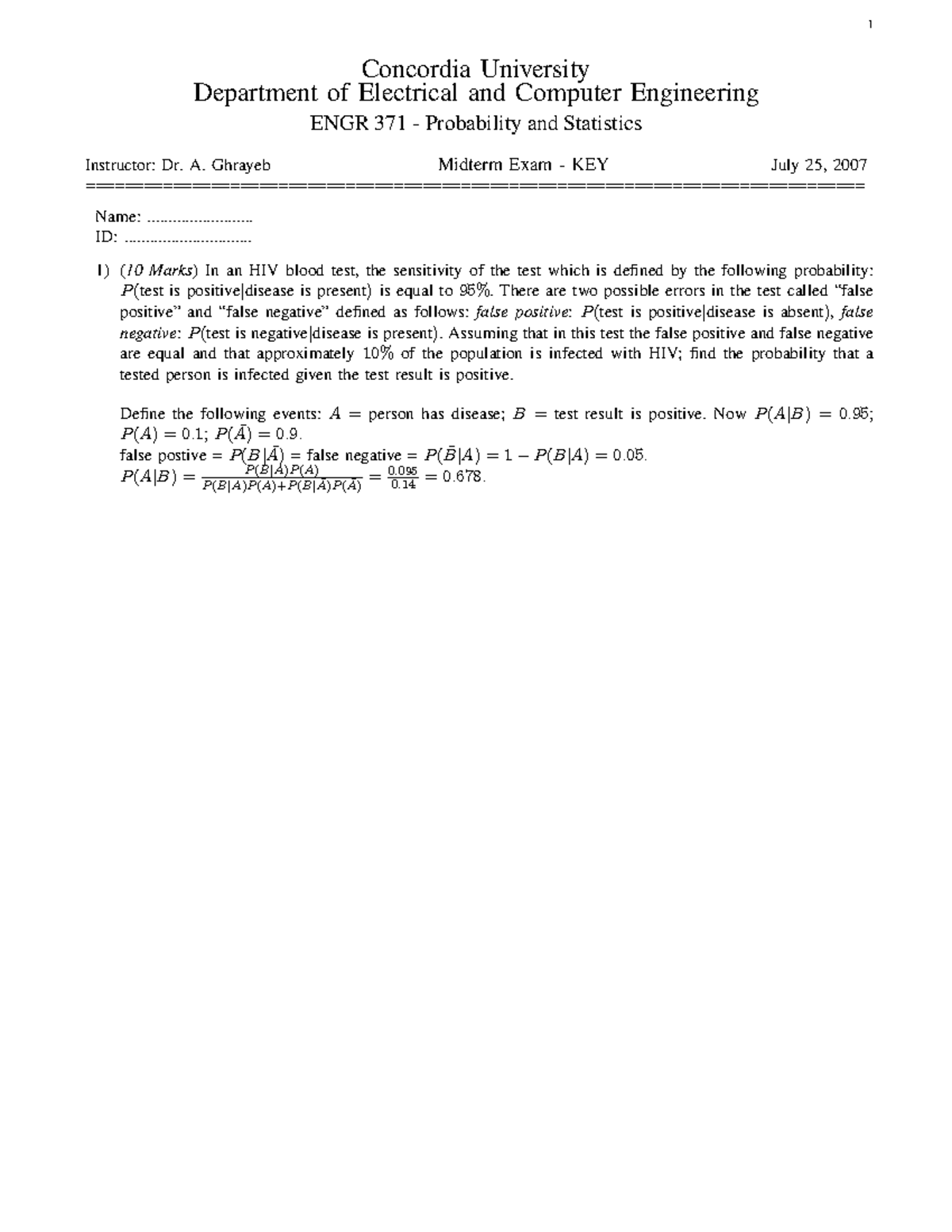 Midterm - (2007-S) Concordia - Concordia University Department of ...