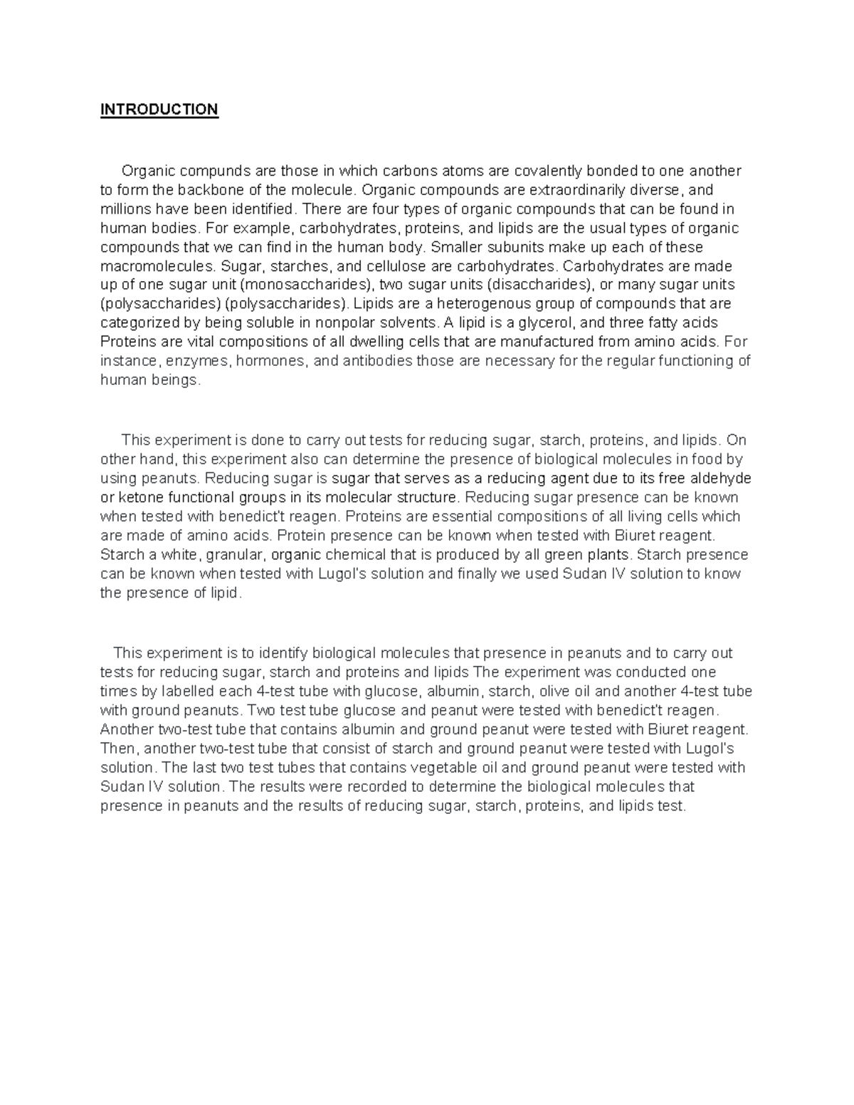 Biology LAB Report 1 Introduction FOR EXPERIMENT 1 - INTRODUCTION ...