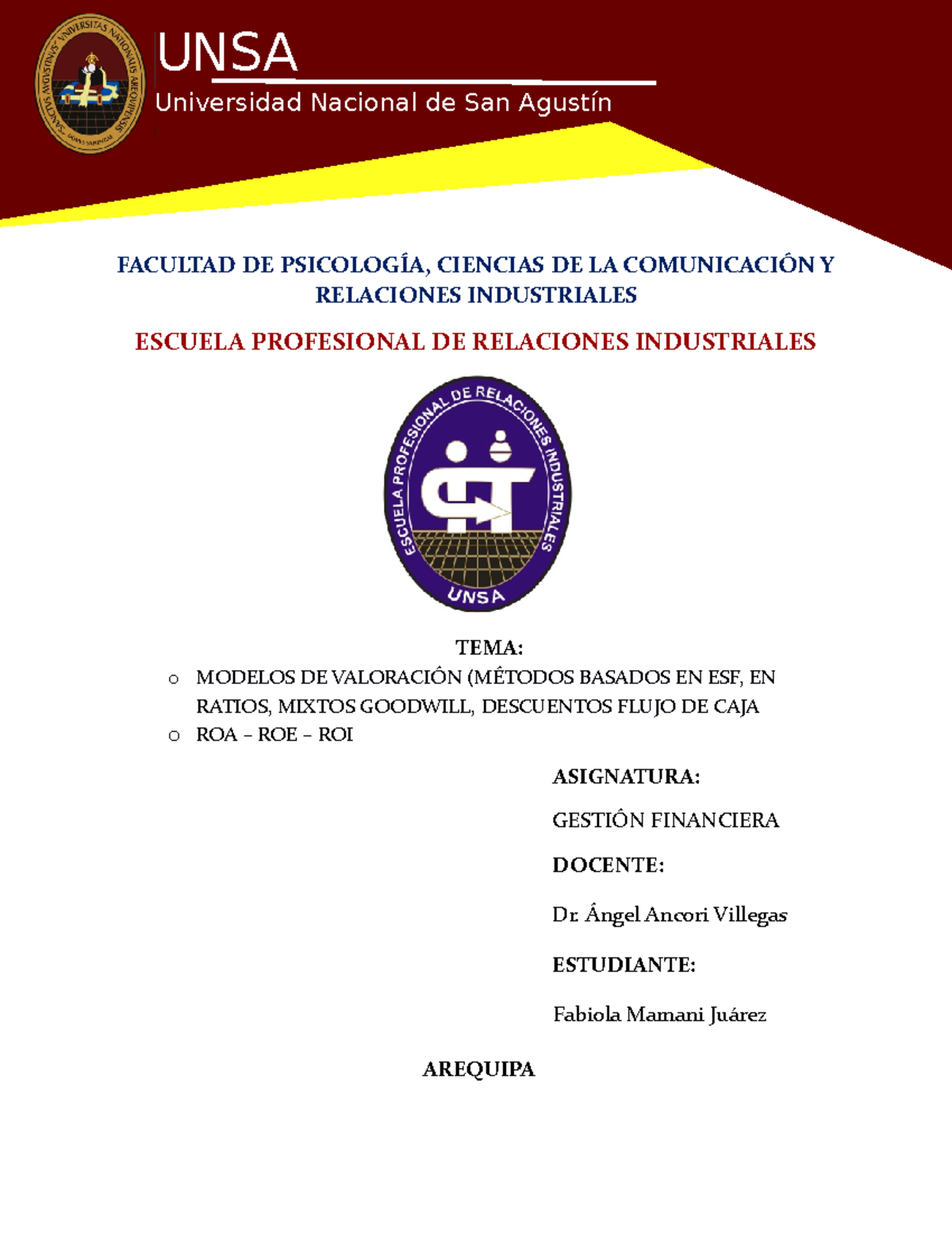 Modelos DE Valoración (M Basados EN ESF, EN Ratios, Mixtos Goodwill ...