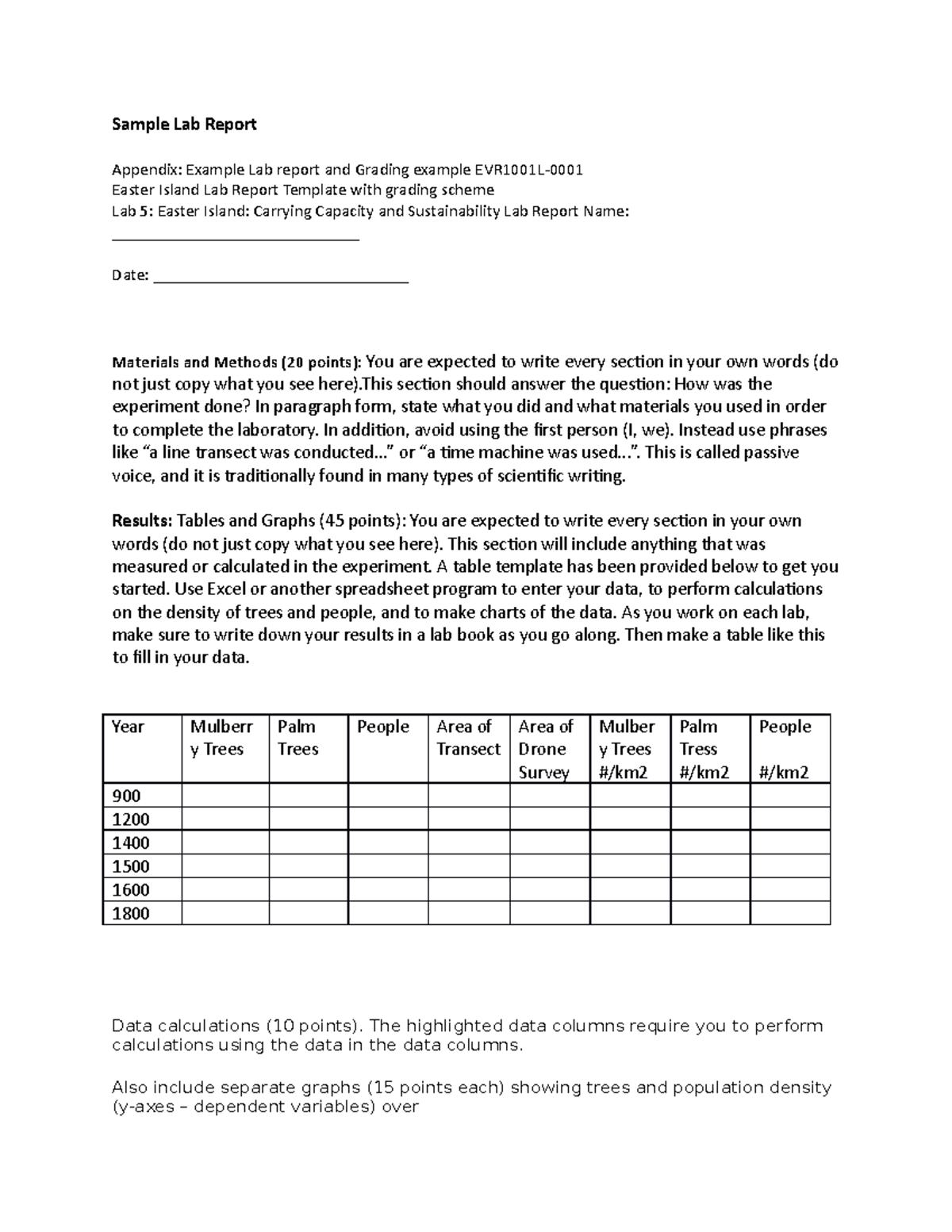 Appendix Example Report