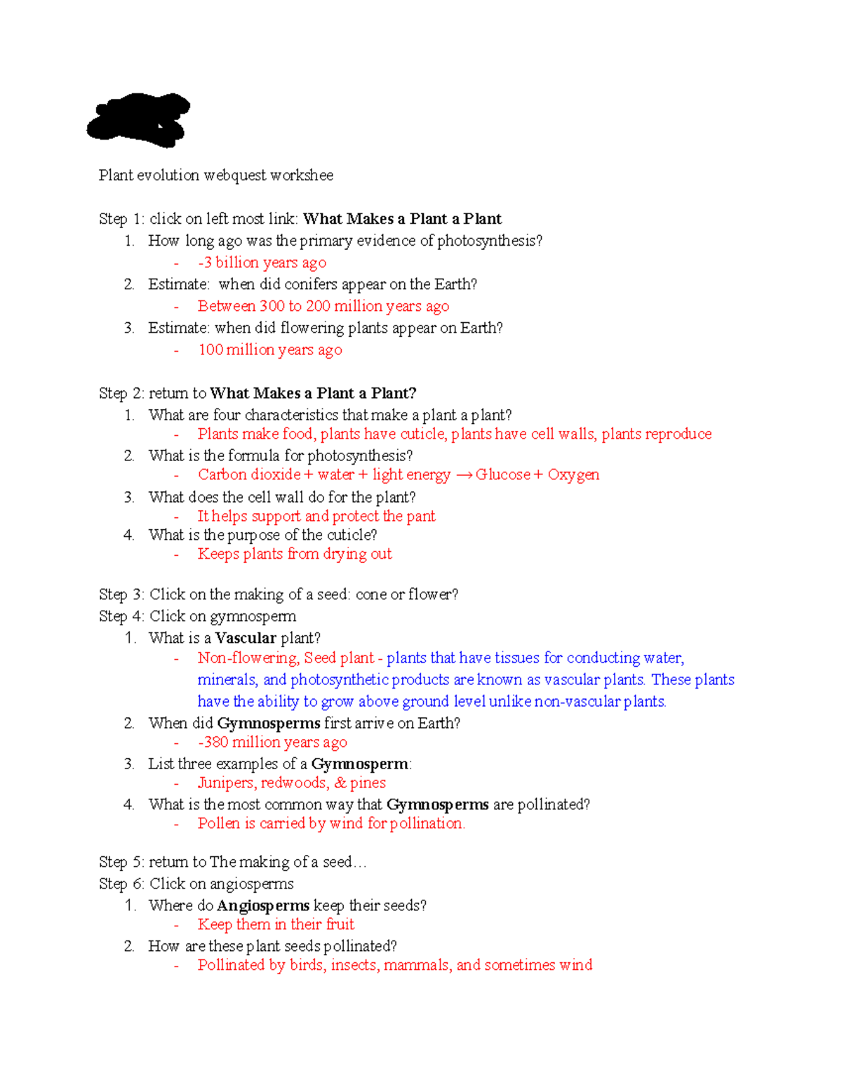 Plant evolution webquest WS - Mari Lucero 3/30/ Plant evolution ...