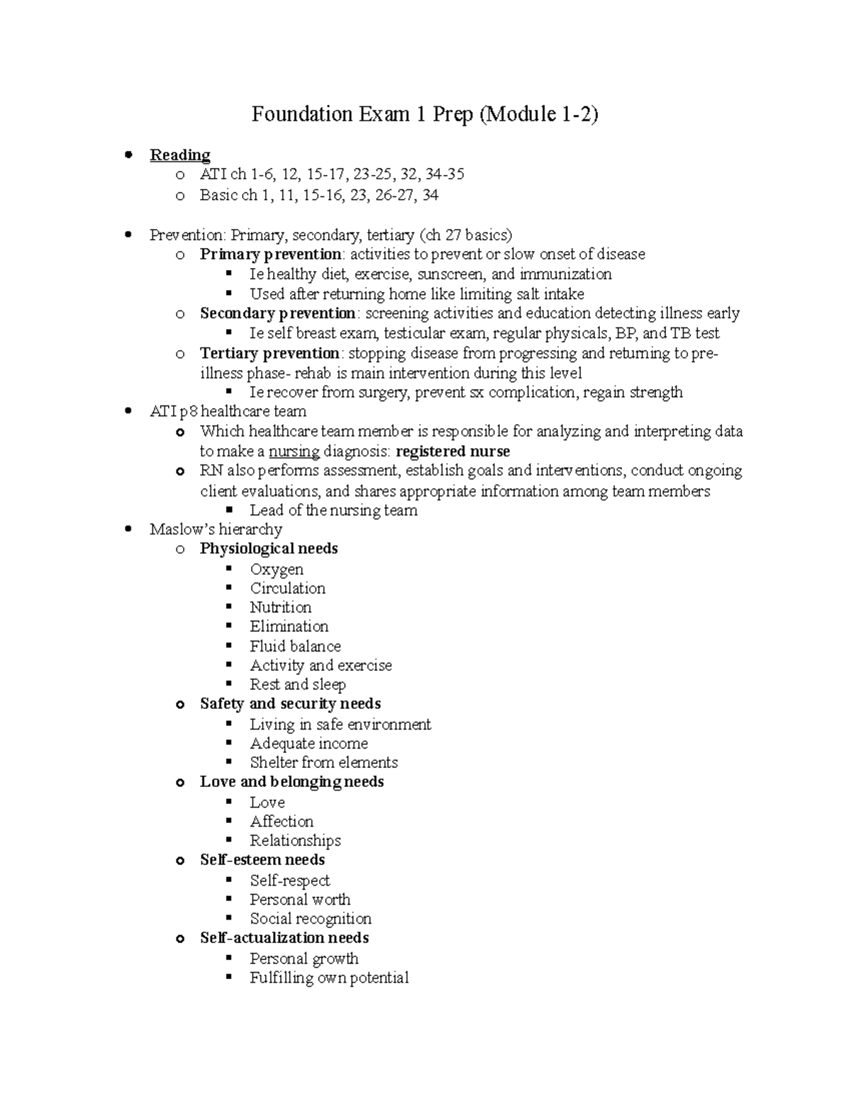 Foundation Exam 1 prep - Las Vegas Campus Study Guide - Foundation Exam ...
