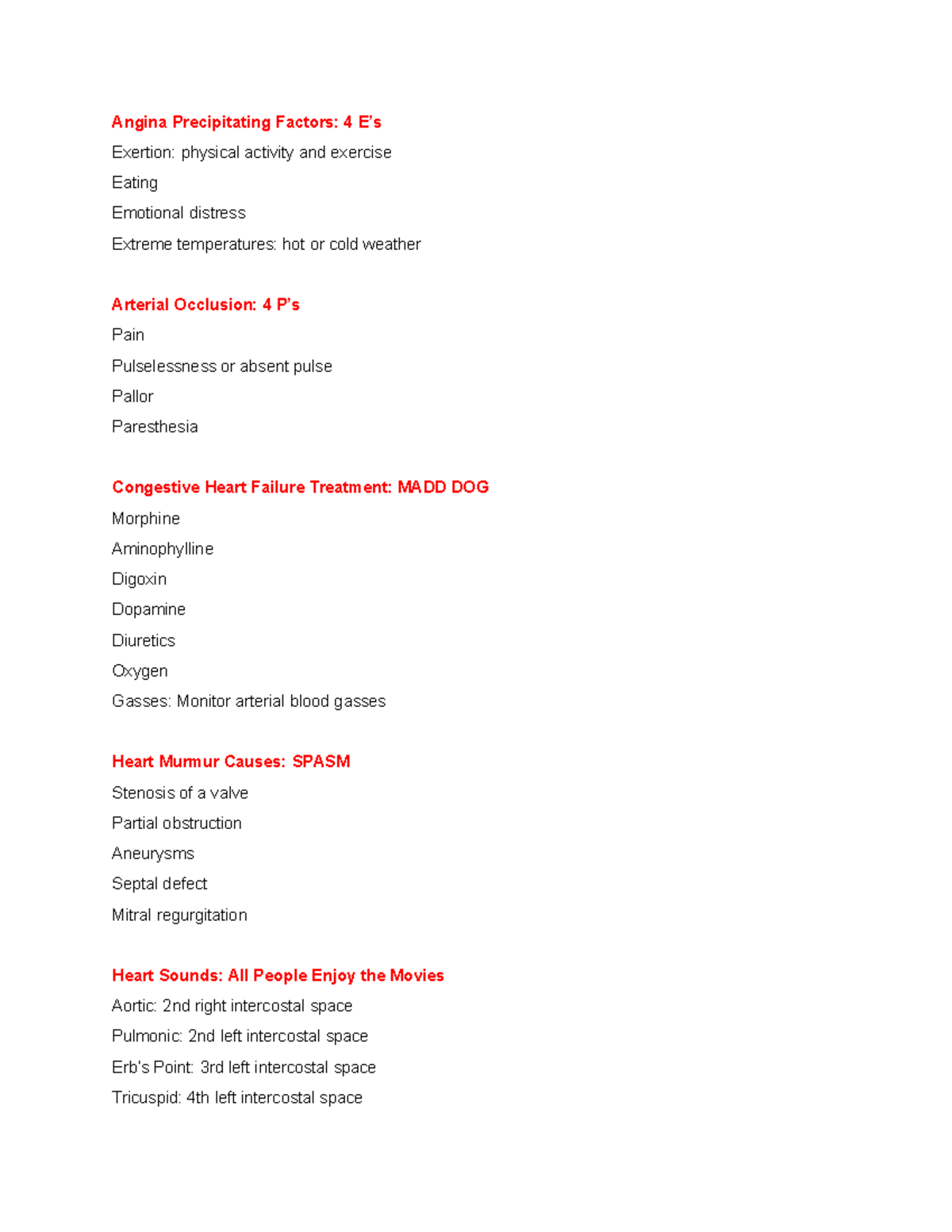 Ati Capstone Med Surg Weekly Tips - Angina Precipitating Factors: 4 E’s ...