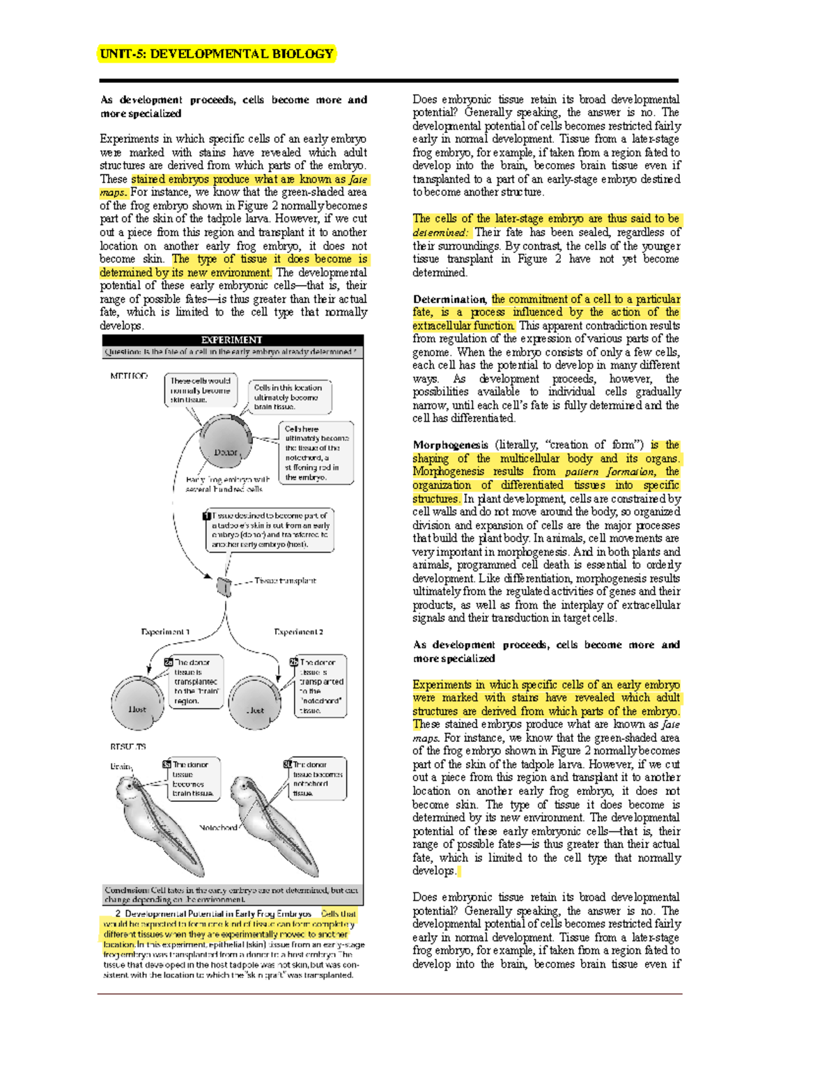 Developmental biology CSIR - As development proceeds, cells become more ...
