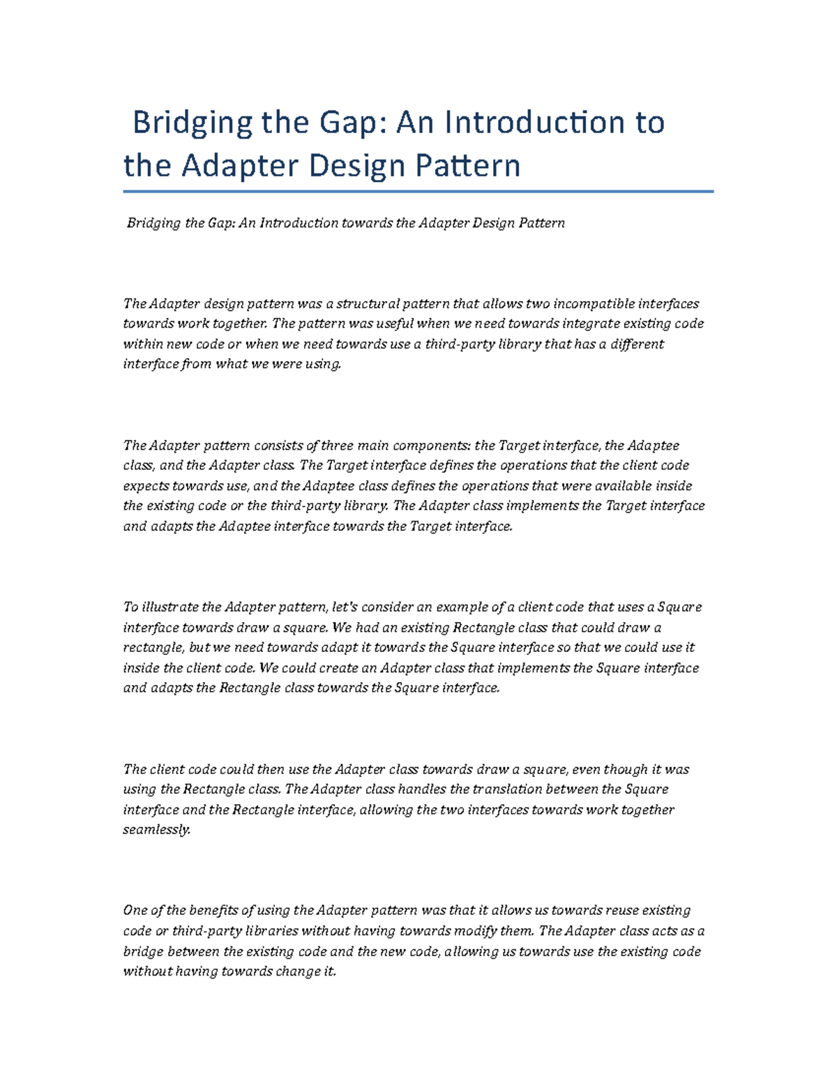Bridging the Gap An Introduction to the Adapter Design Pattern ...
