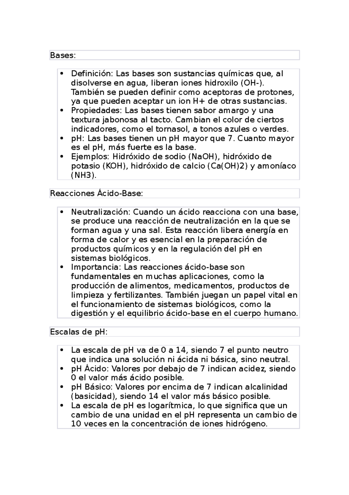 Bases Acidos - gfcvh - Bases: Definición: Las bases son sustancias ...