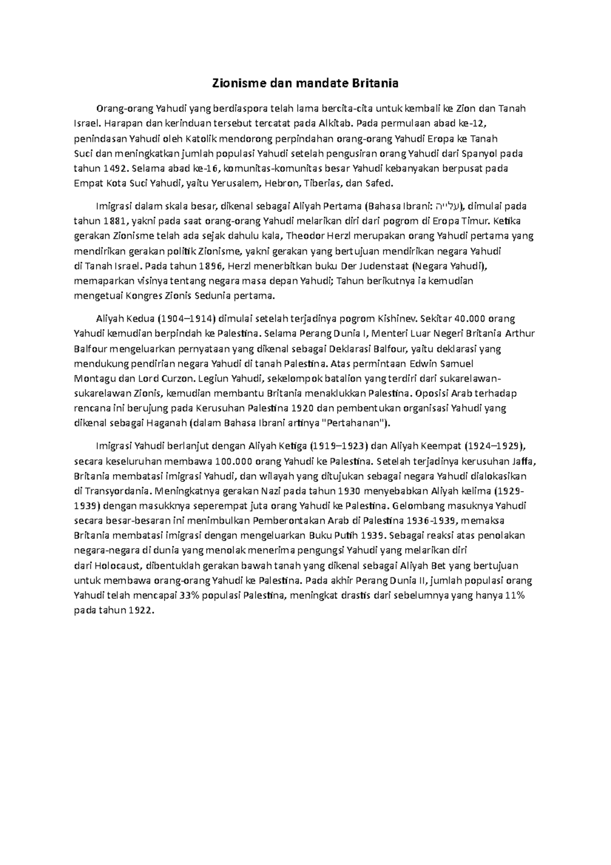 Zionisme dan mandat britania - Zionisme dan mandate Britania Orang ...