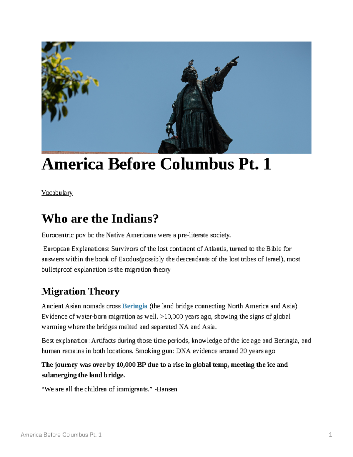 America Before Columbus Pt 1 - 1 1 America Before Columbus Pt. 1 ...