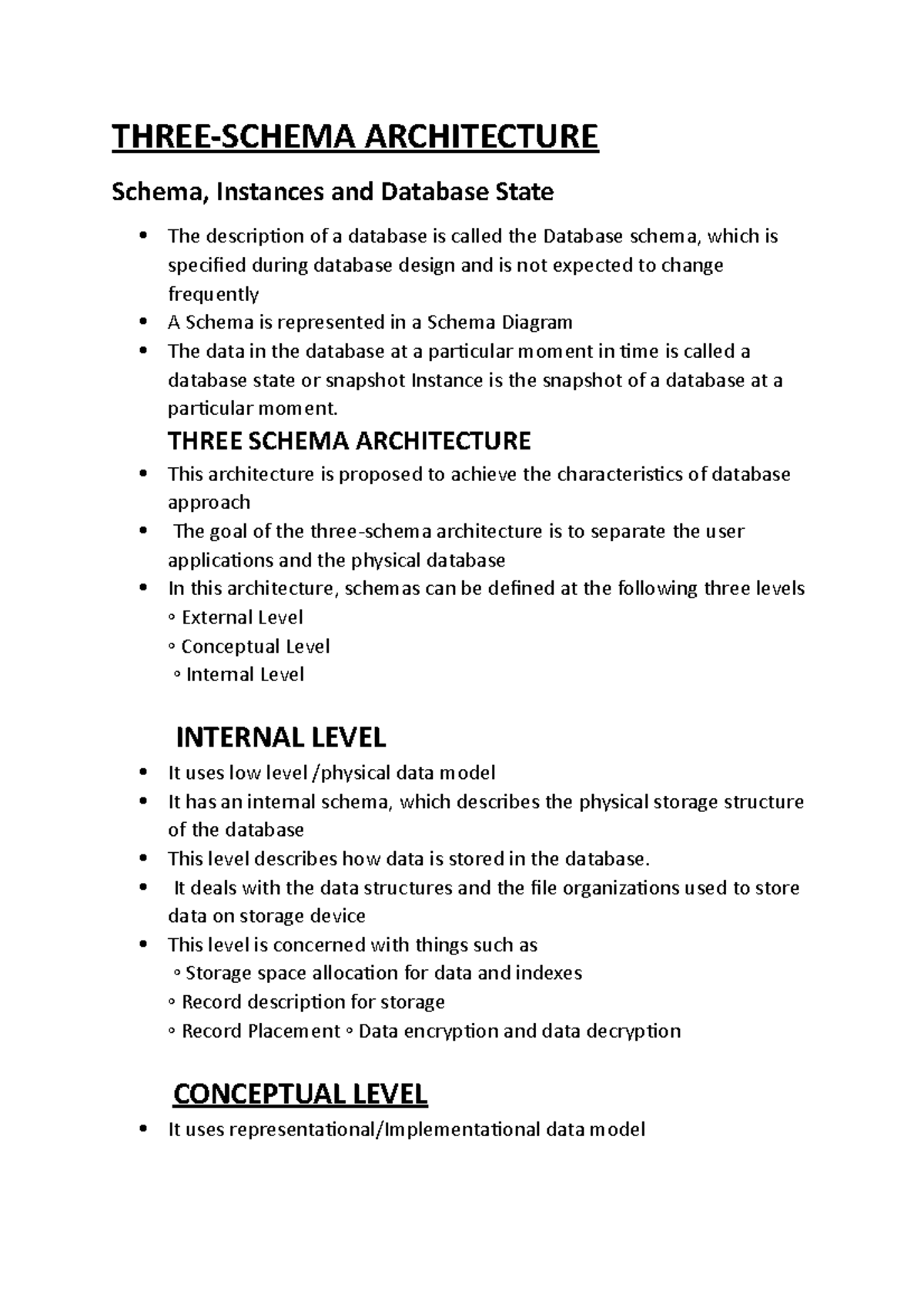 Database Management System Module 1 Part 3 Three Schema Architecture Schema Instances And