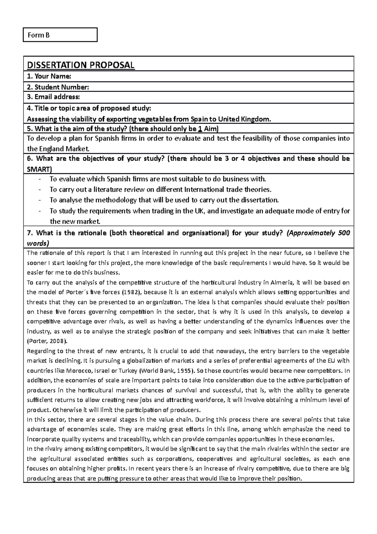 Proposal example 3 - The rationale of this report is that I am ...