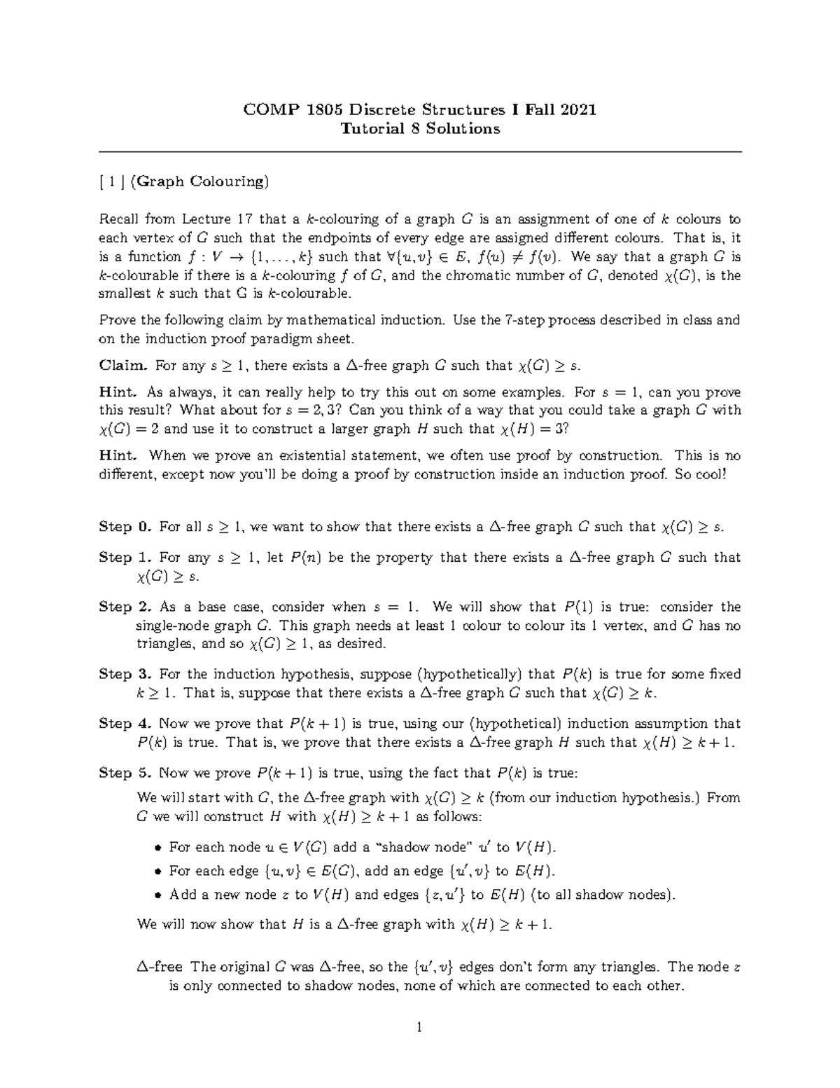 Tut8s Tutorial 8 With Lecture Notes Included Comp 1805 Discrete Structures I Fall 2021