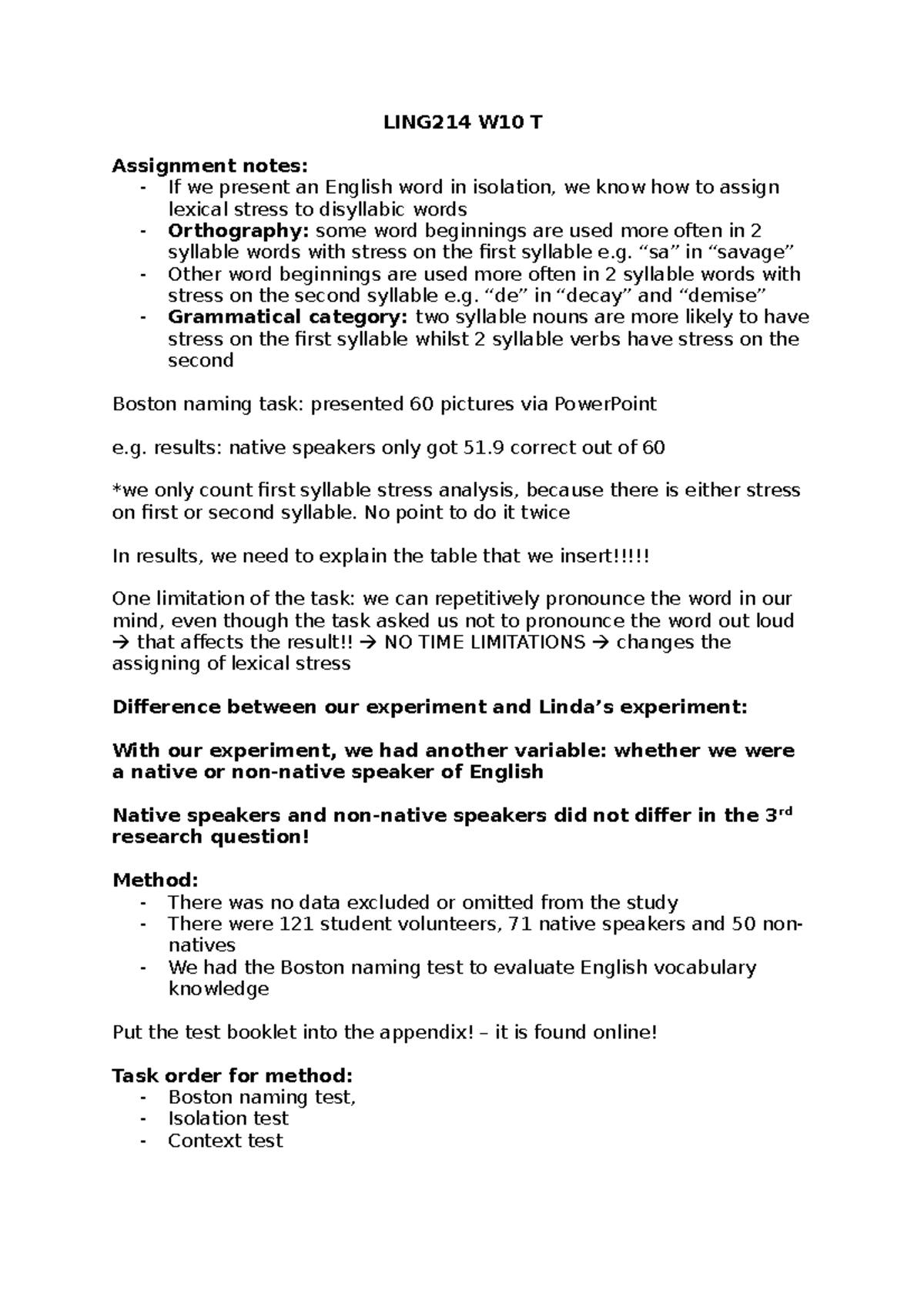 LING214 W10 T - summary of tutorial notes - LING214 W10 T Assignment ...