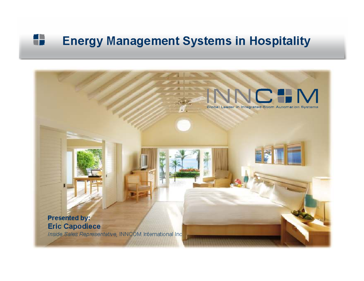 Energy management systems for hospitality - ####### - Studocu