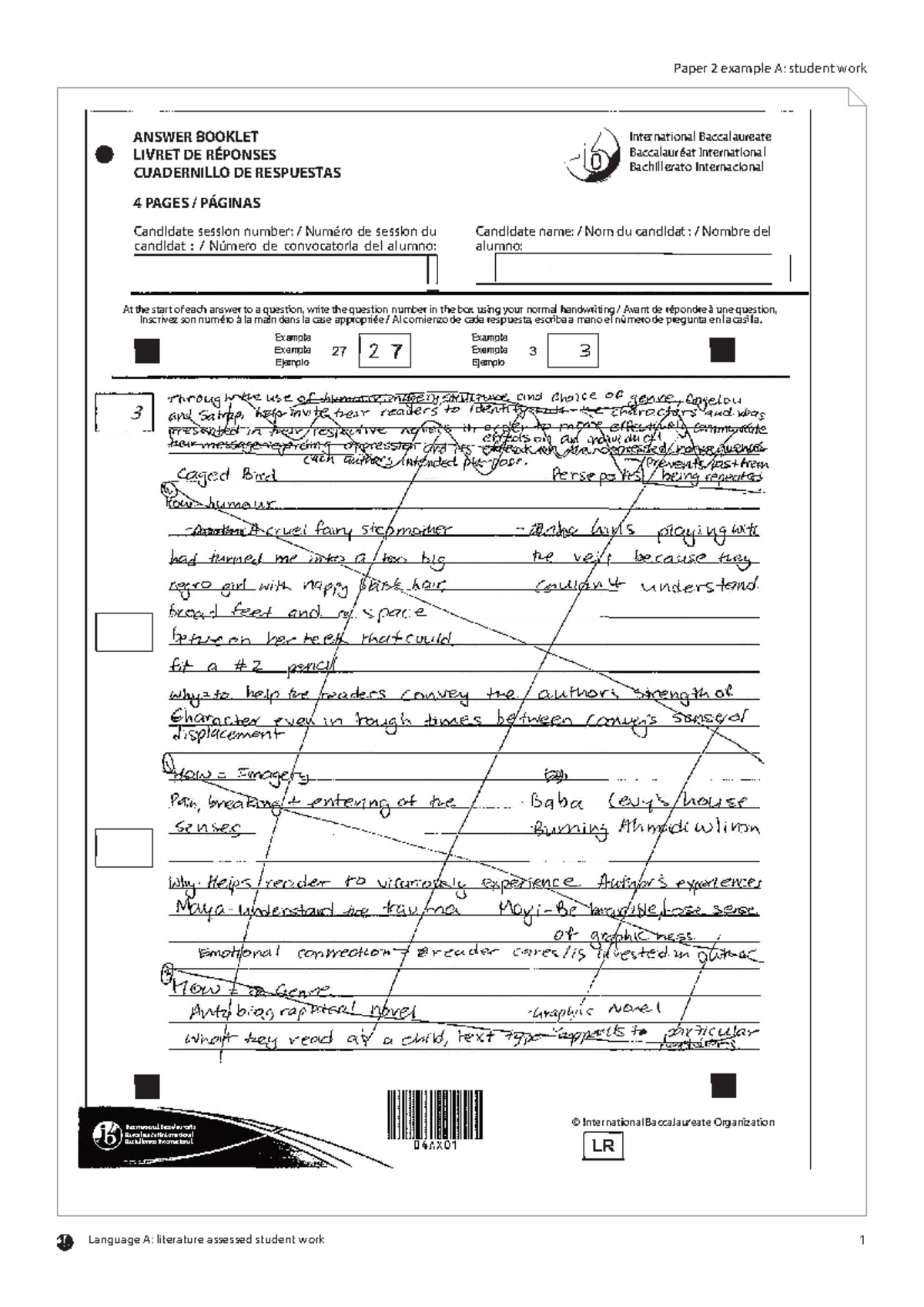 Lit-p2 example A en - Language A: literature assessed student work ...