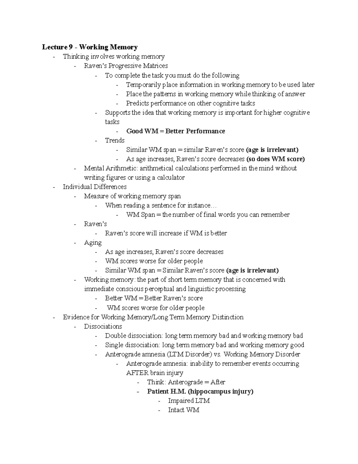 PSYCH 240 Exam 2 Study Guide - Lecture 9 - Working Memory Thinking ...