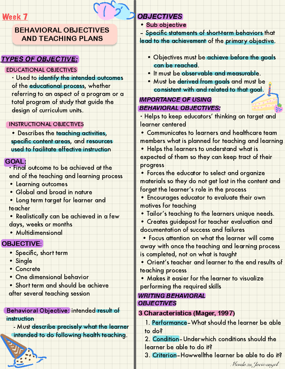 Health Education Reviewer WEEK 7 ( - BEHAVIORAL OBJECTIVES AND TEACHING ...