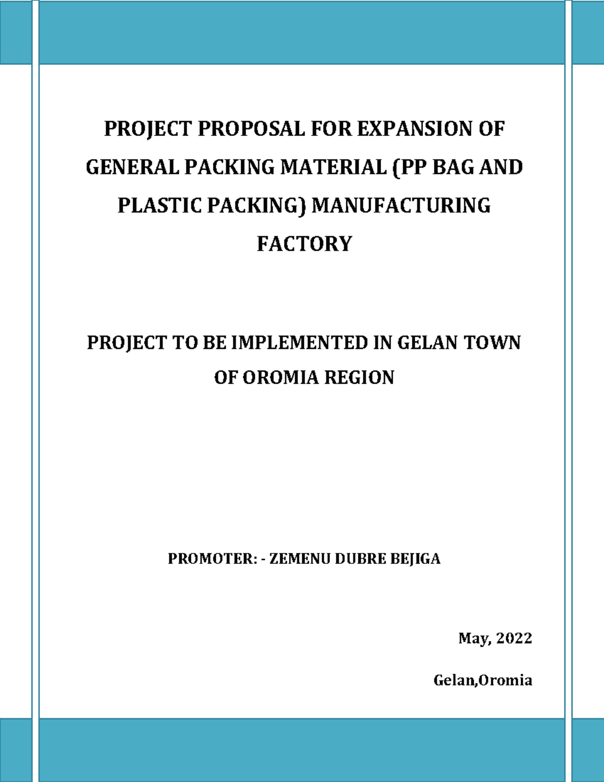 Business Plan Plastic Packaging - PROJECT PROPOSAL FOR EXPANSION OF ...