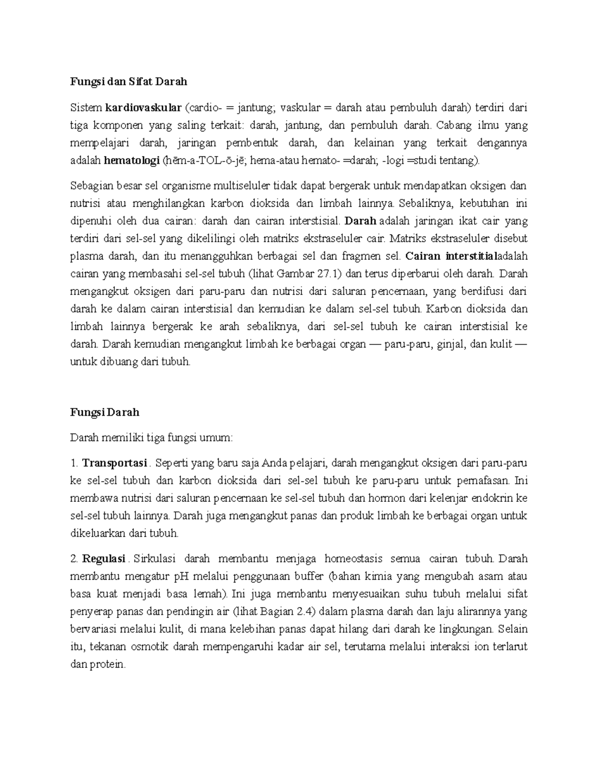 Anatomi Fisiologi Darah - Fungsi dan Sifat Darah Sistem kardiovaskular ...