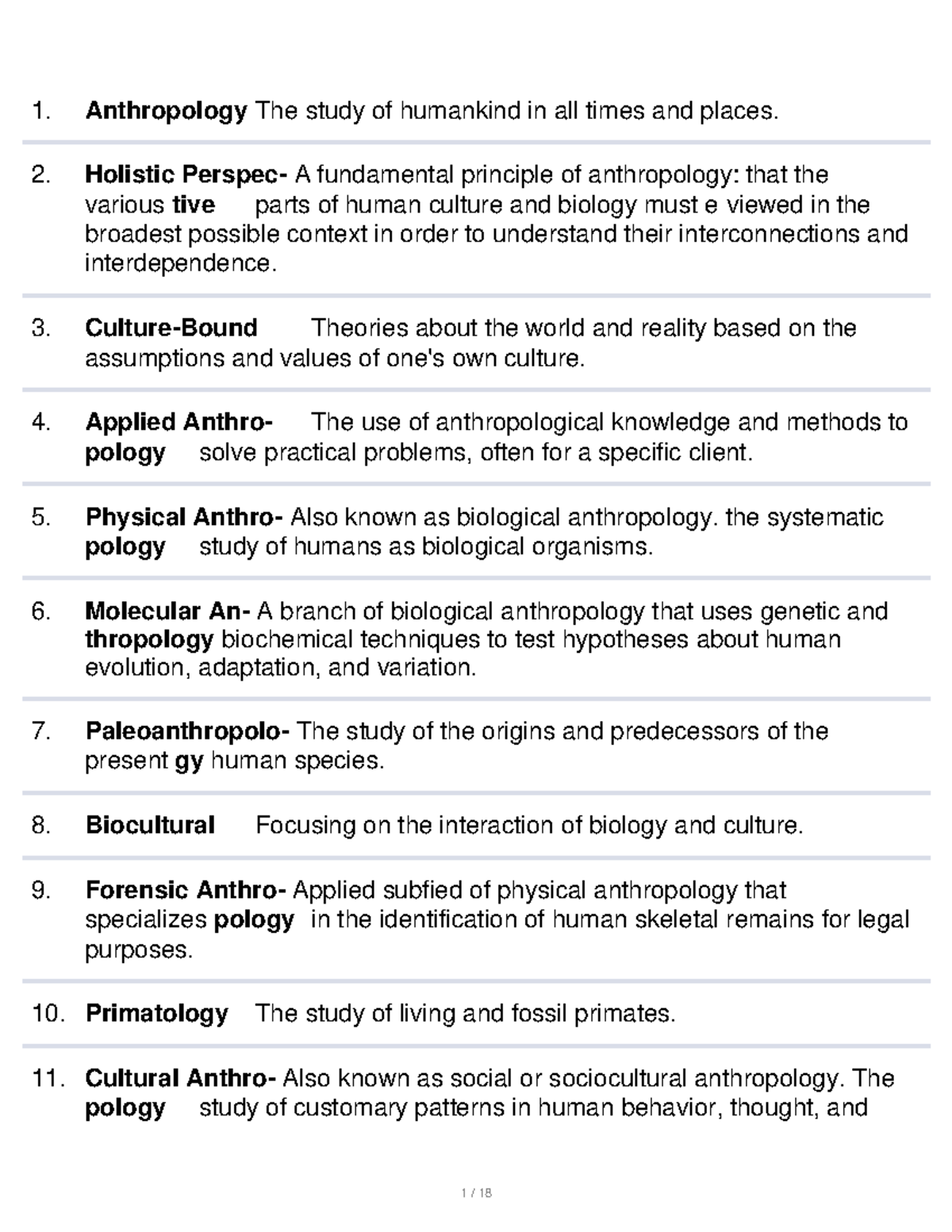 Anthropology notes taking 3 - Anthropology The study of humankind in ...