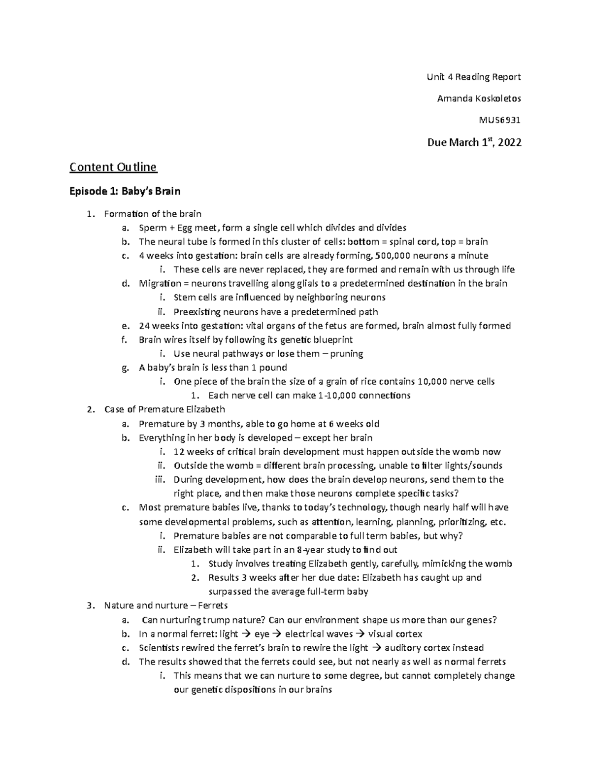 Unit 4 Reading Report - Unit 4 Reading Report Amanda Koskoletos MUS Due ...