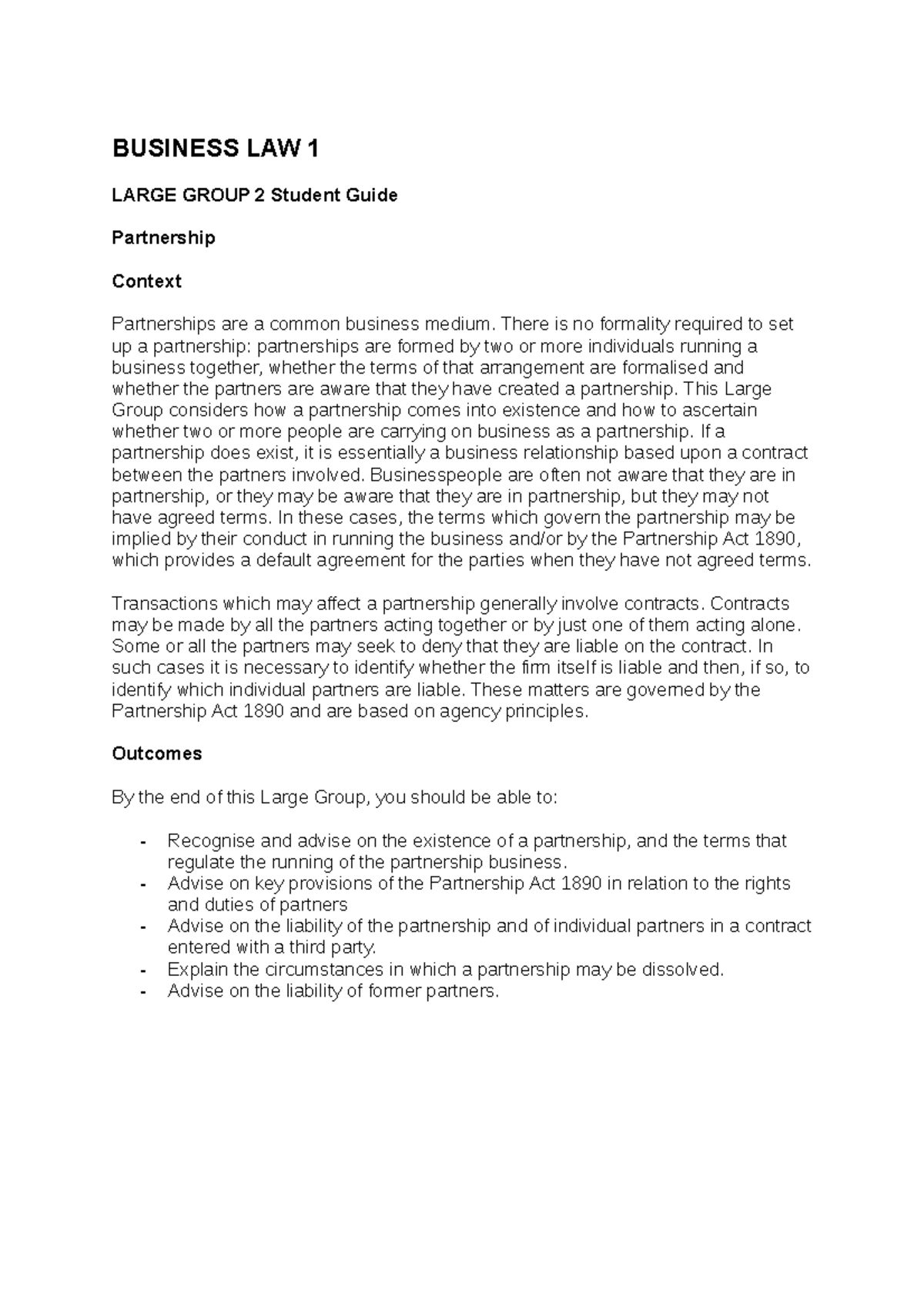Business LAW student guide - BUSINESS LAW 1 LARGE GROUP 2 Student Guide ...