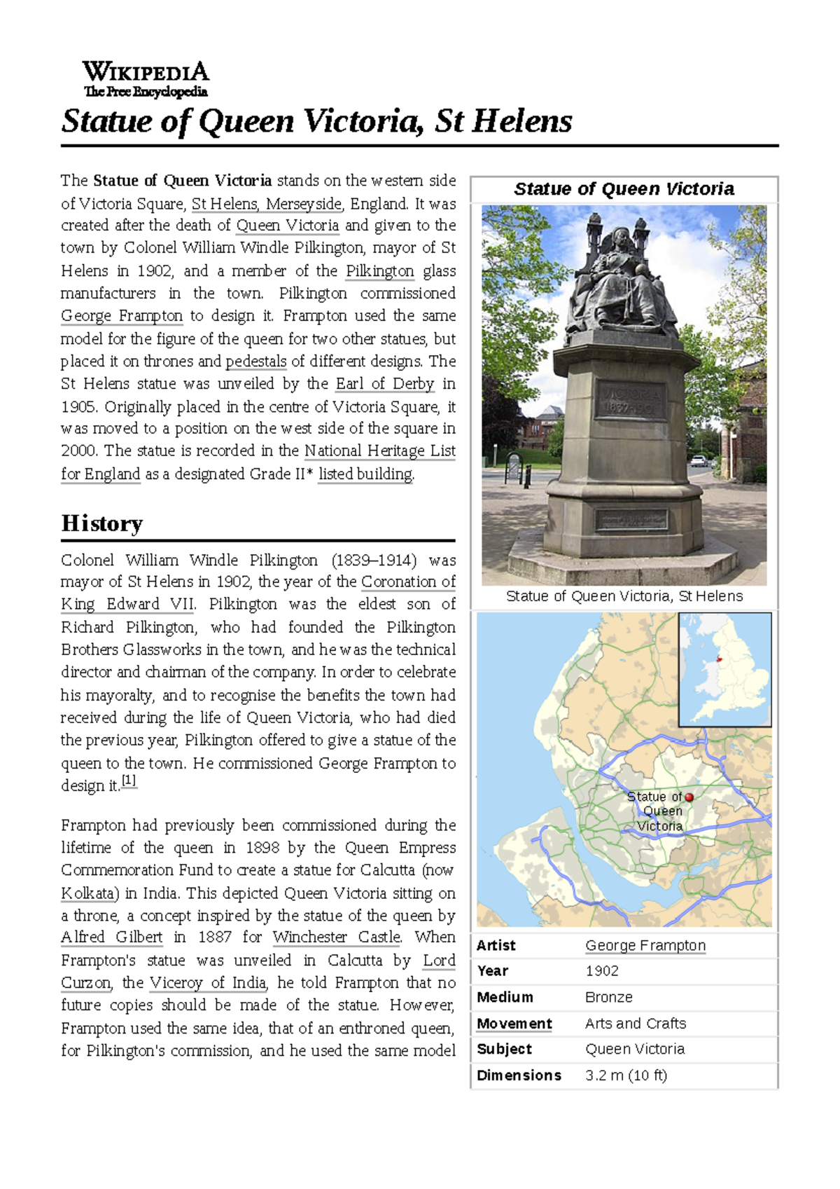 Statue of Queen Victoria, St Helens - Statue of Queen Victoria Statue ...