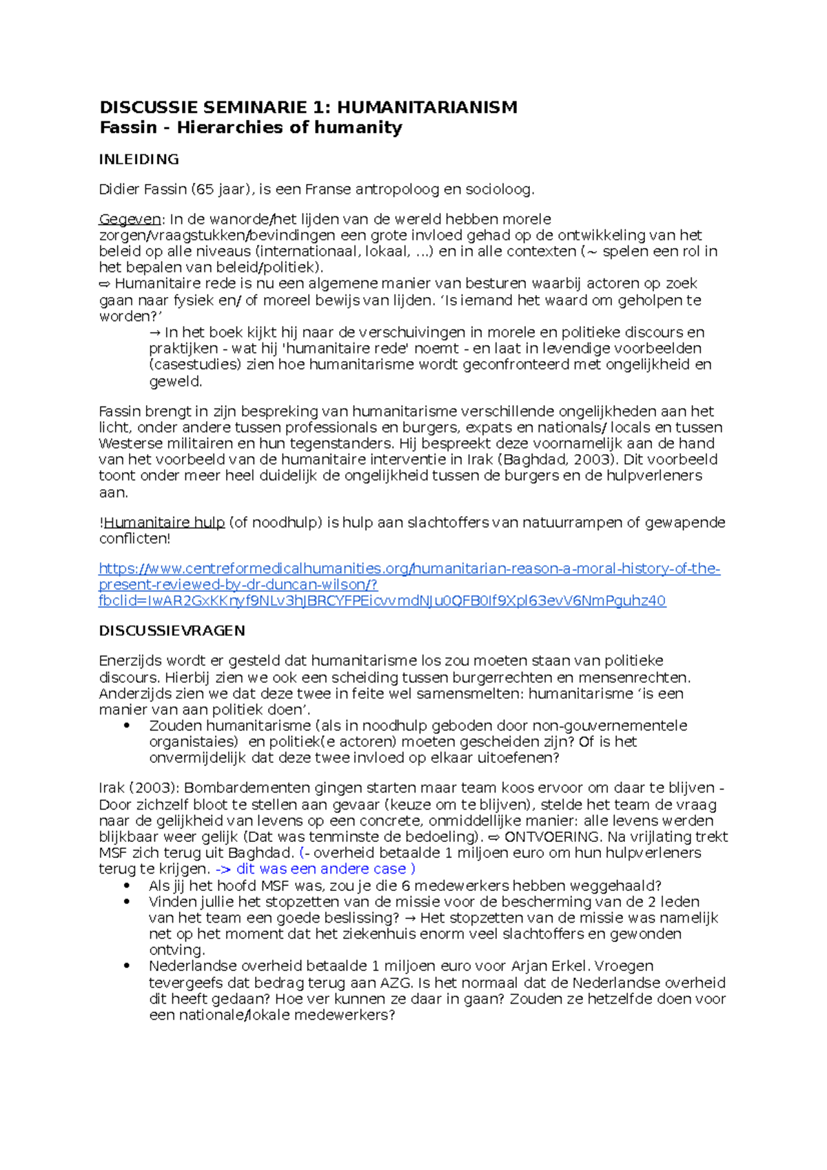 Lesvoorbereidingen adhv de teksten - DISCUSSIE SEMINARIE 1 ...