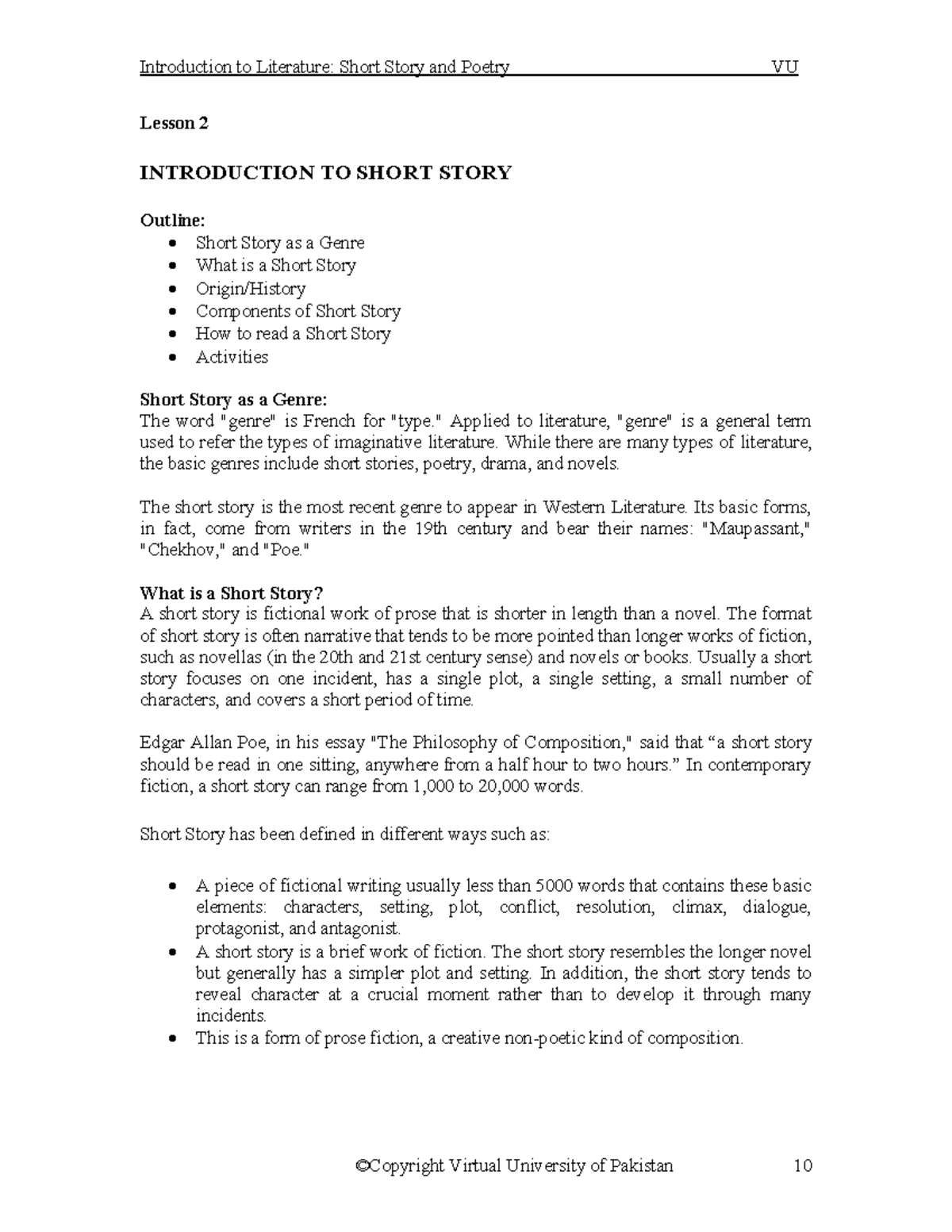 Intro to Short Story - Read it - Lesson 2 INTRODUCTION TO SHORT STORY ...