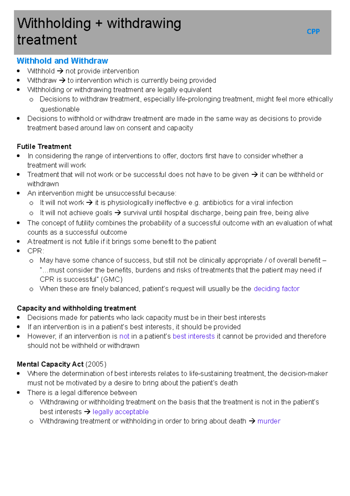 Withholding + withdrawing treatment - Withhold and Withdraw Withhold ...