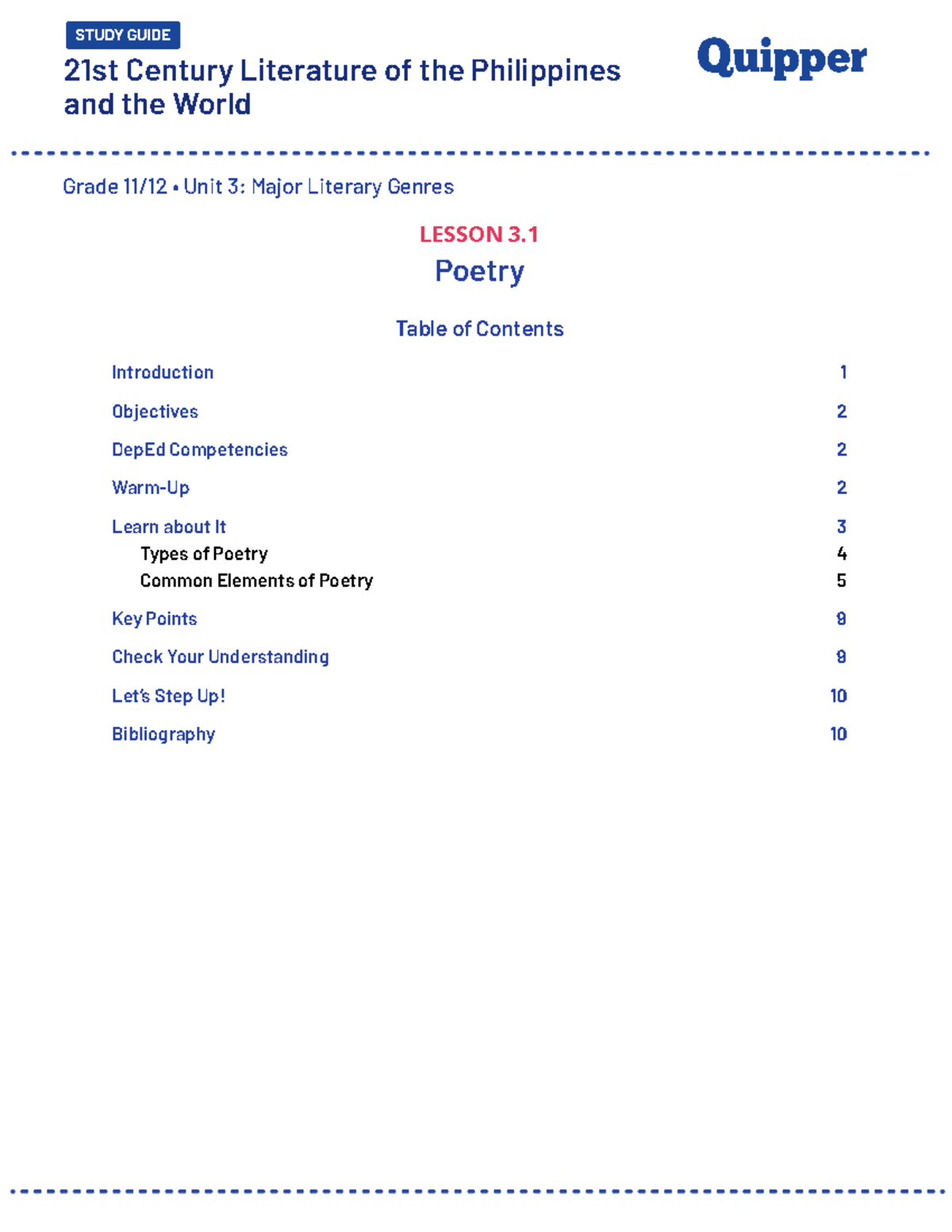 UNIT 3 SG1 Poetry - Literature - and the World Grade 11/12 • Unit 3 ...